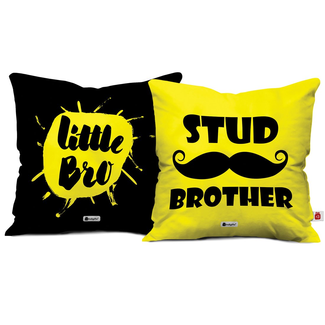 Indigifts Micro Satin Fiber Lil Bro and Stud Brother Printed Cushion ...