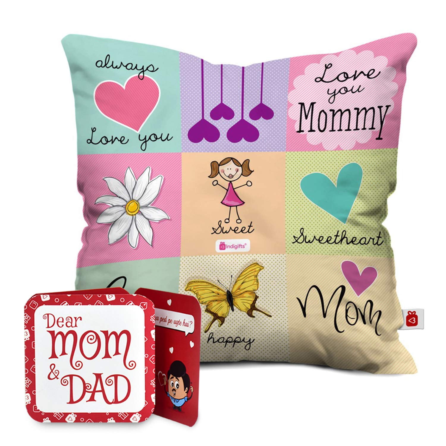 Indigifts Soft Poly Satin Cushion Cover with Filler 12x12 Inches ...
