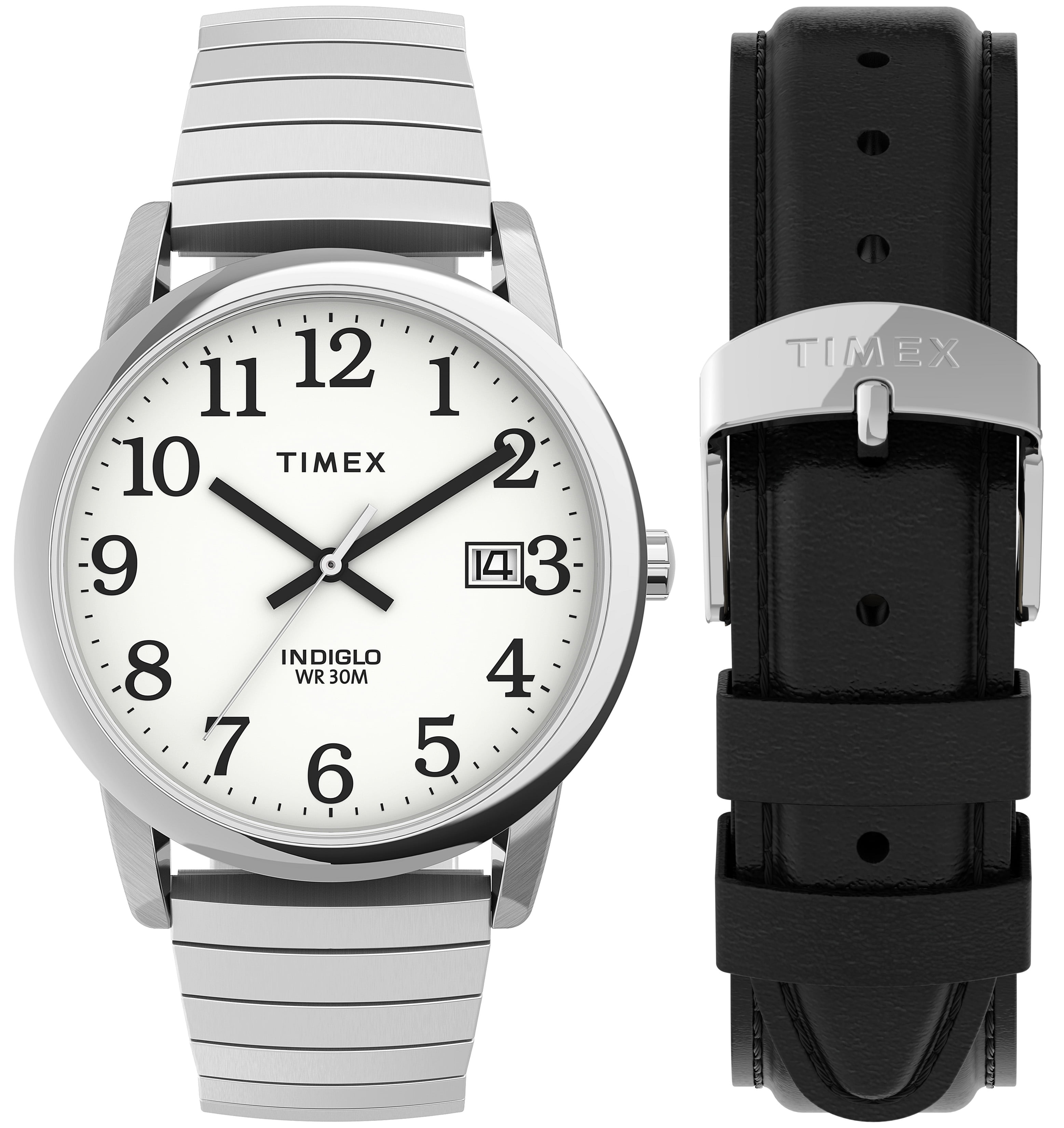 Indiglo by Timex Men's Adult Stainless Steel Expansion Band Wristwatch ...