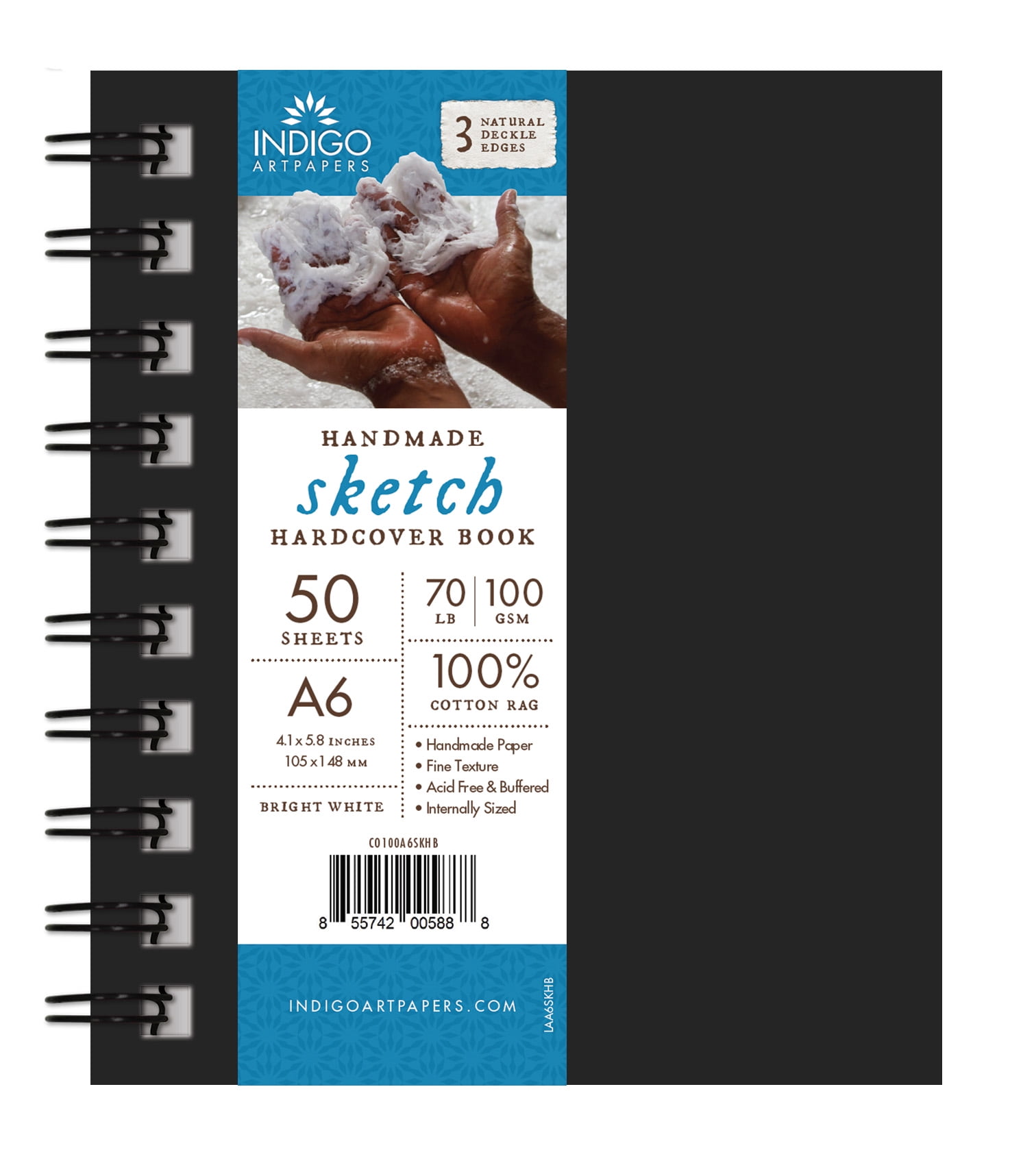 Indigo Artpapers A6/4.1" x 5.8" Sketch Hardcover Book, 100% Cotton Rag ...
