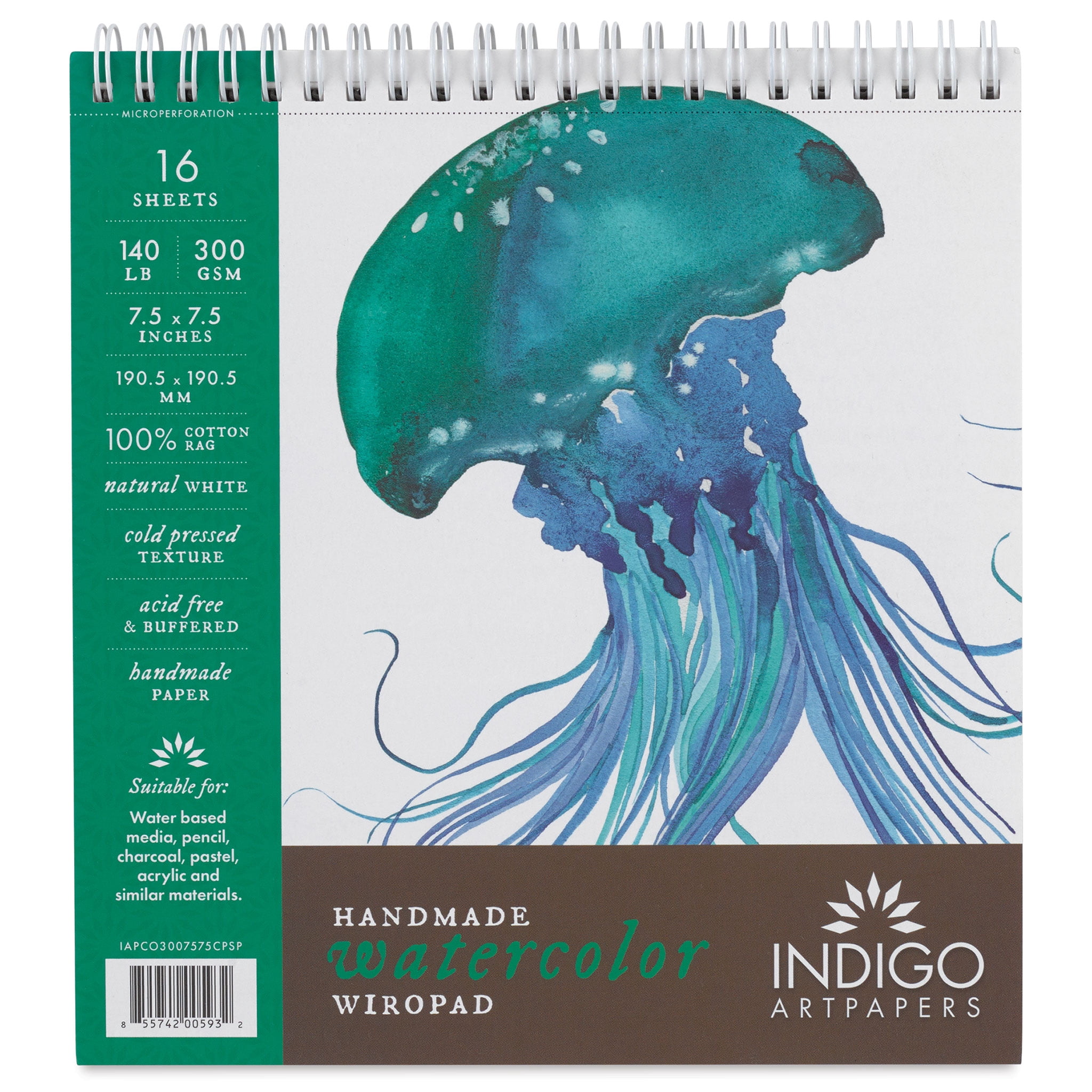 Indigo Artpapers Watercolor Wiropad - 7-1/2" x 7-1/2", 16 Sheets ...