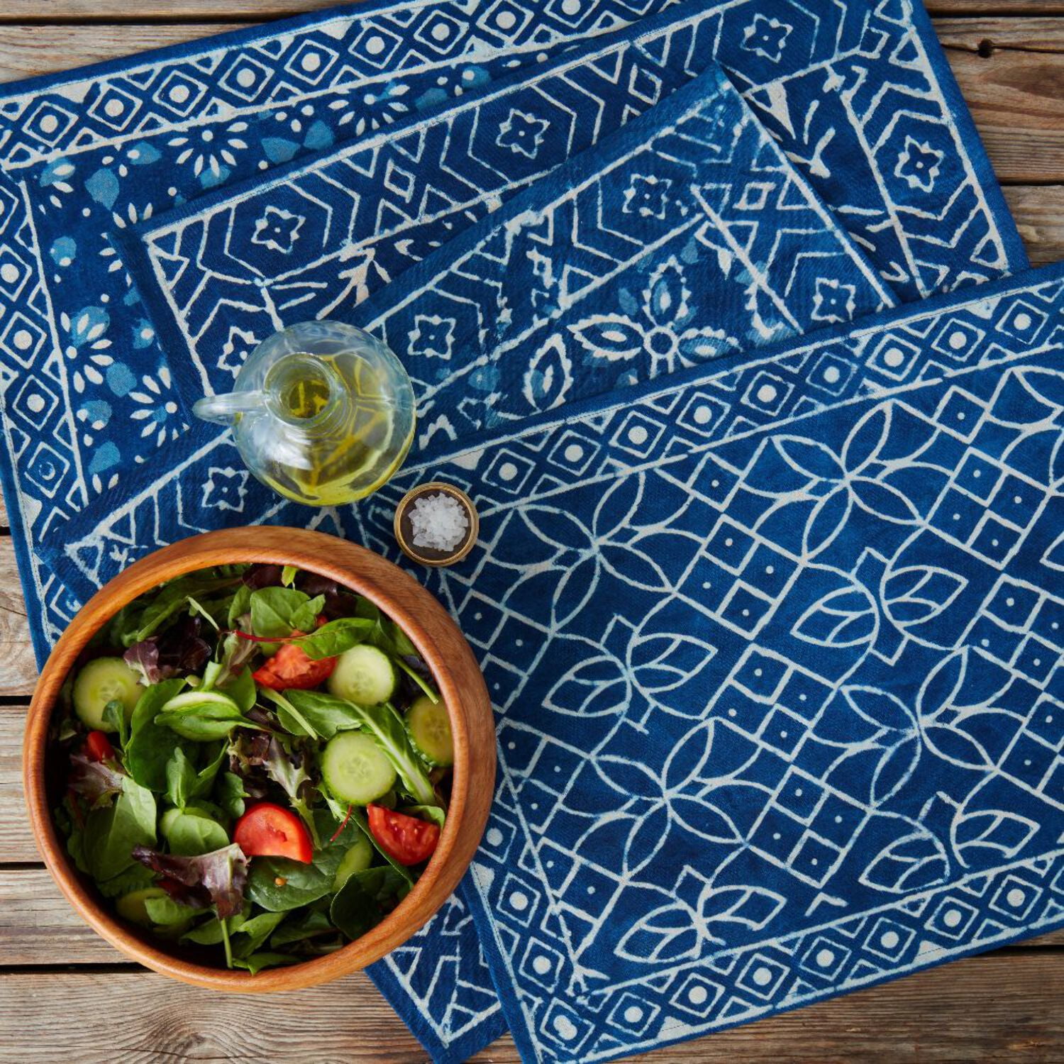 Indigo Block Print Placemat Set - Walmart.com