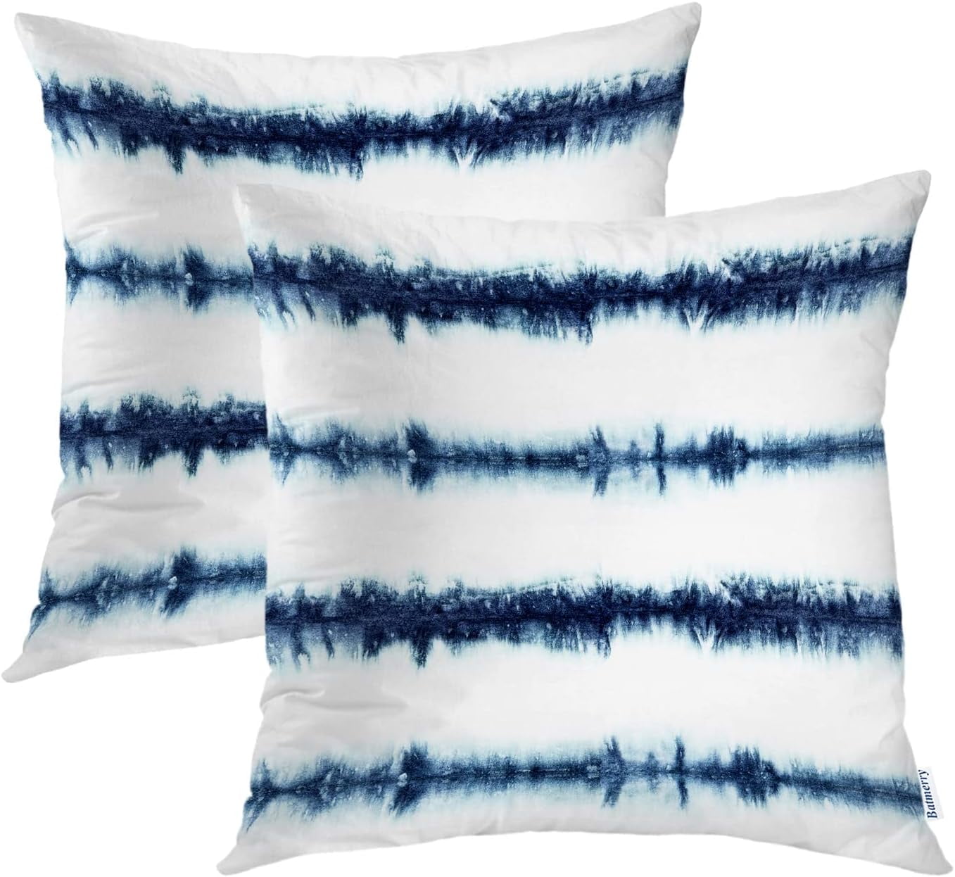 Indigo Blue Abstract Stripe Throw Pillow Covers,White Art Stripe ...