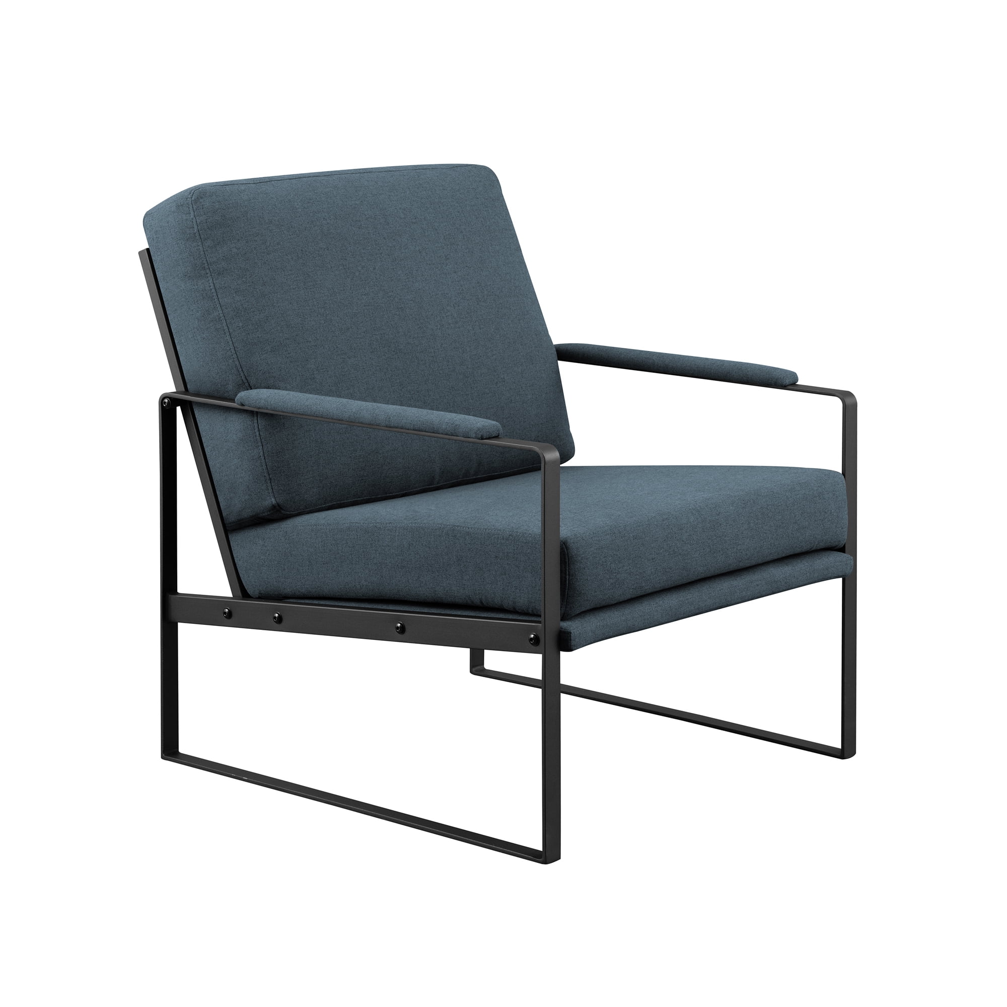 Indigo Blue Accent Chair with Black Metal Frame - Stylish & Comfortable ...