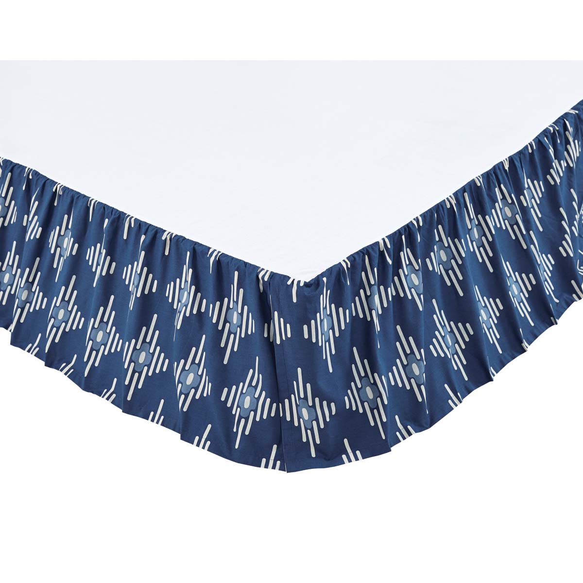 Indigo Blue Coastal Bedding Paloma Cotton Split Corners Gathered ...