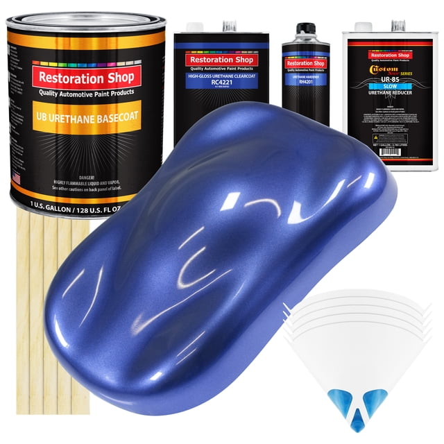 Indigo Blue Metallic SLOW Gallon Auto Car Paint Kit URETHANE BASECOAT ...