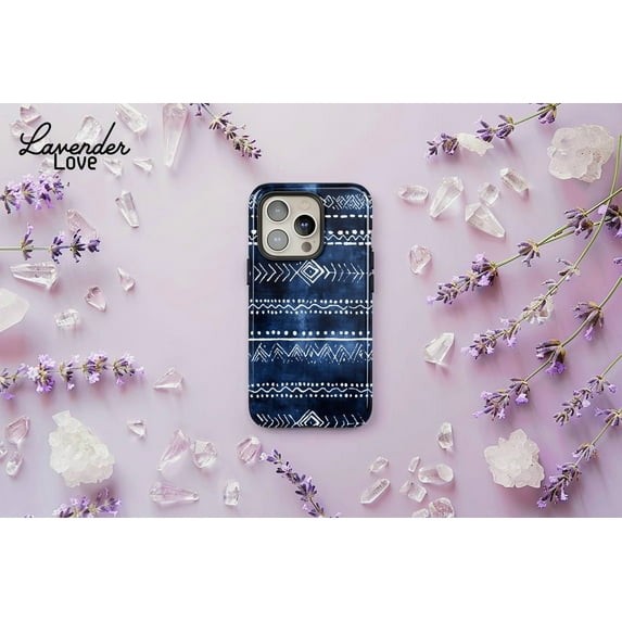 Indigo Blue Mudcloth Boho Case Compatible with iPhone 11 through 17 Pro ...