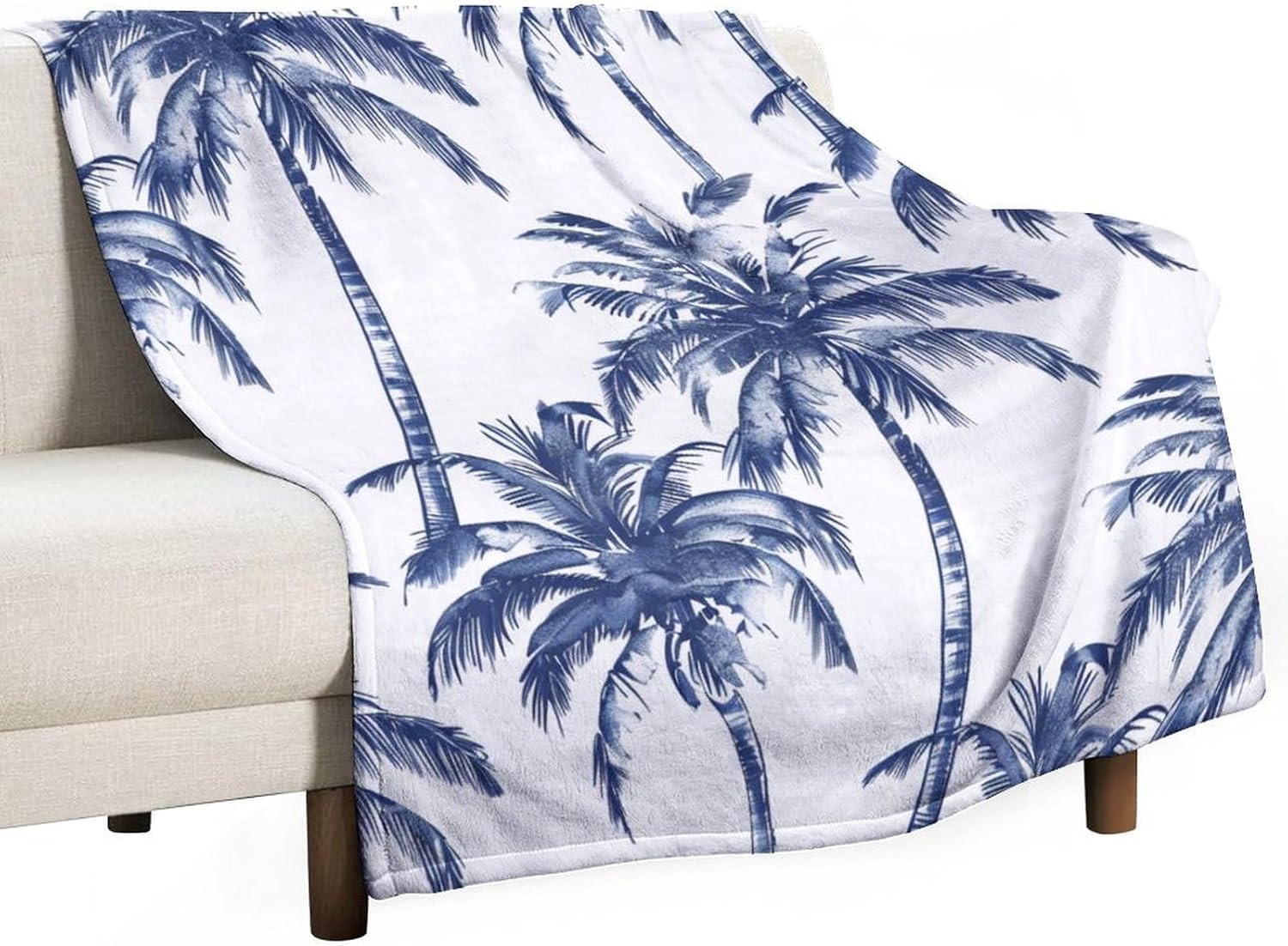 Indigo Blue Palm Tree Blanket Navy Blue Palm Tree Soft Warm Throw ...