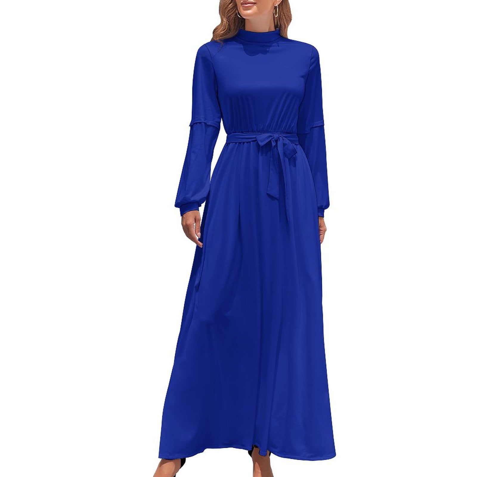 Indigo Blue Solid Color Long Dress elegant dresses for women cocktail ...