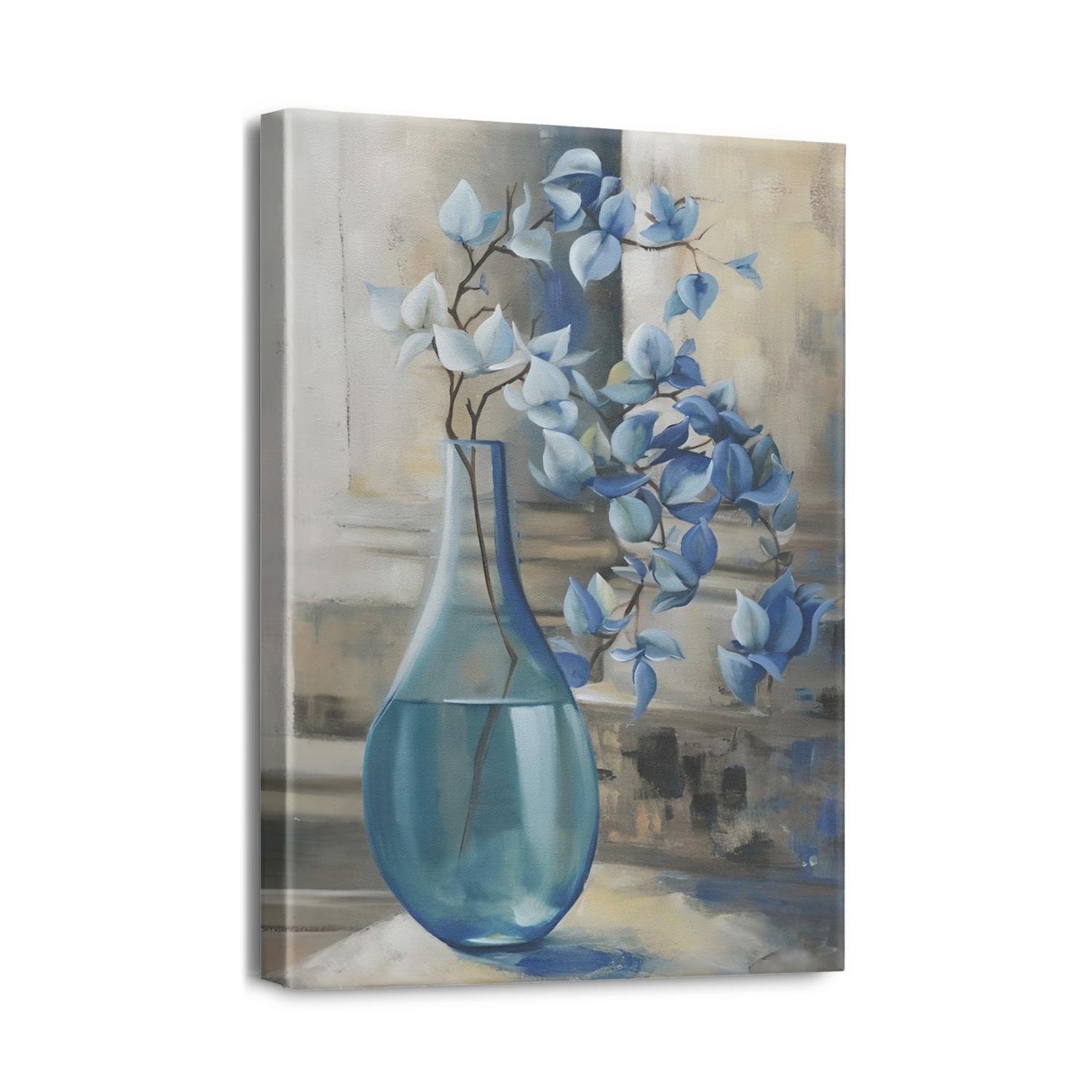 Indigo Bule Flower Modern Still Life Wall Art Bathroom Pictures Wall ...