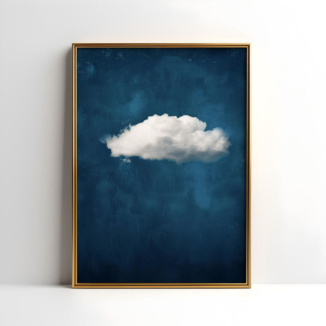 Indigo Cloud Wall Art Print - Abstract Blue Sky Design, Minimalist ...