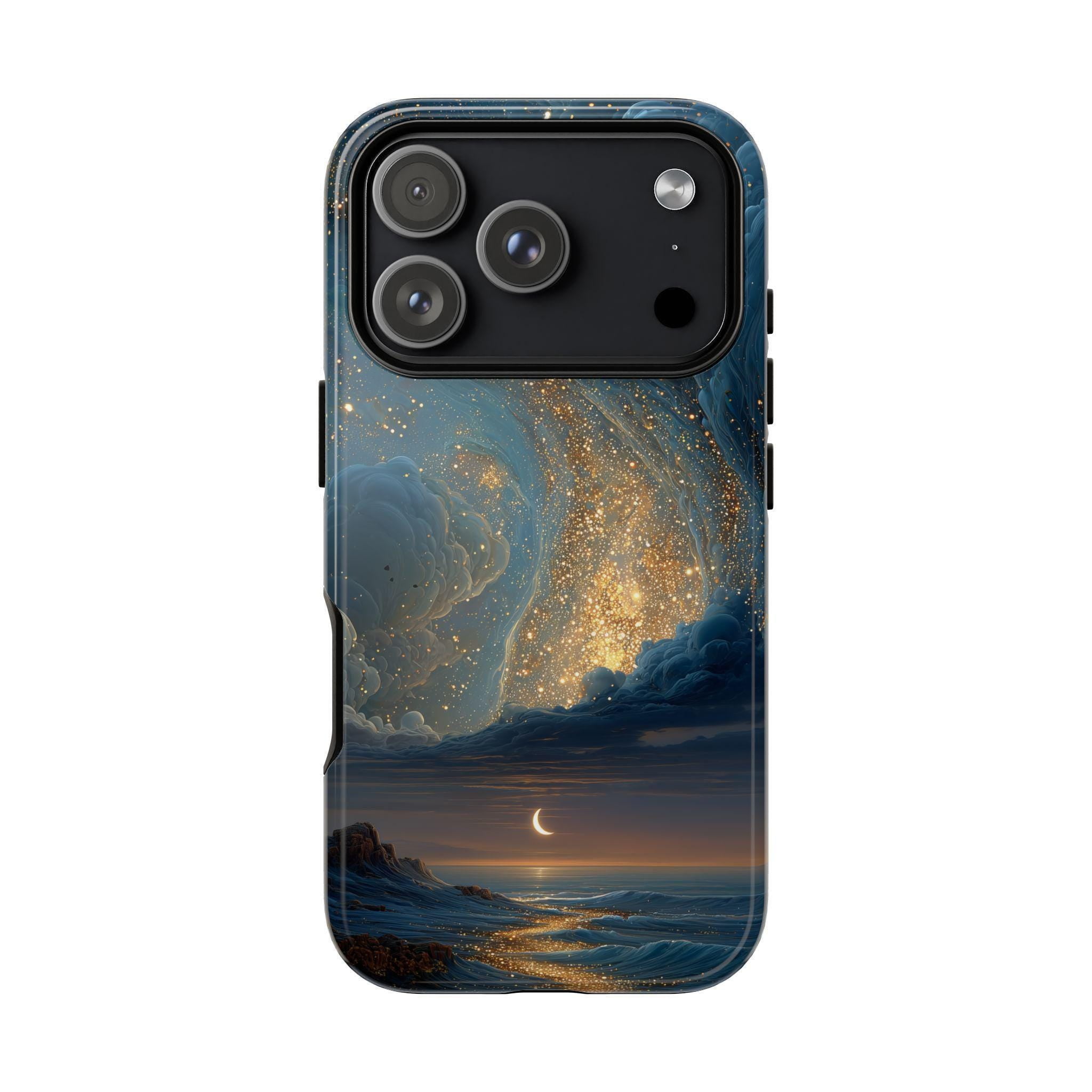 Indigo Clouds Galaxy Stars Moon Dreamy Space Phone Case with iPhone 17 ...
