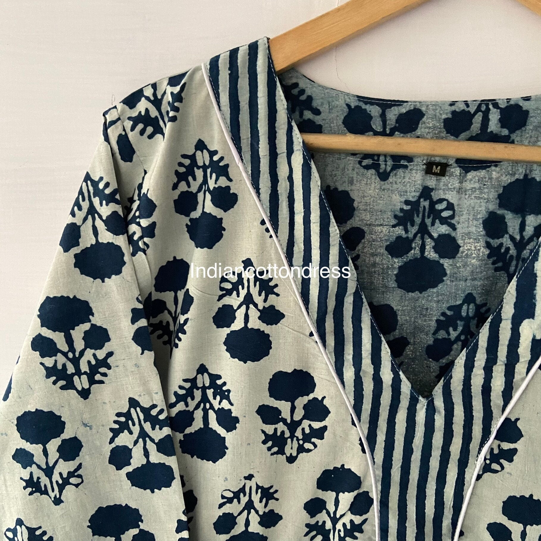 Indigo Dabu Work Block Printed Cotton Dress,Floral Dress,Cotton Block ...