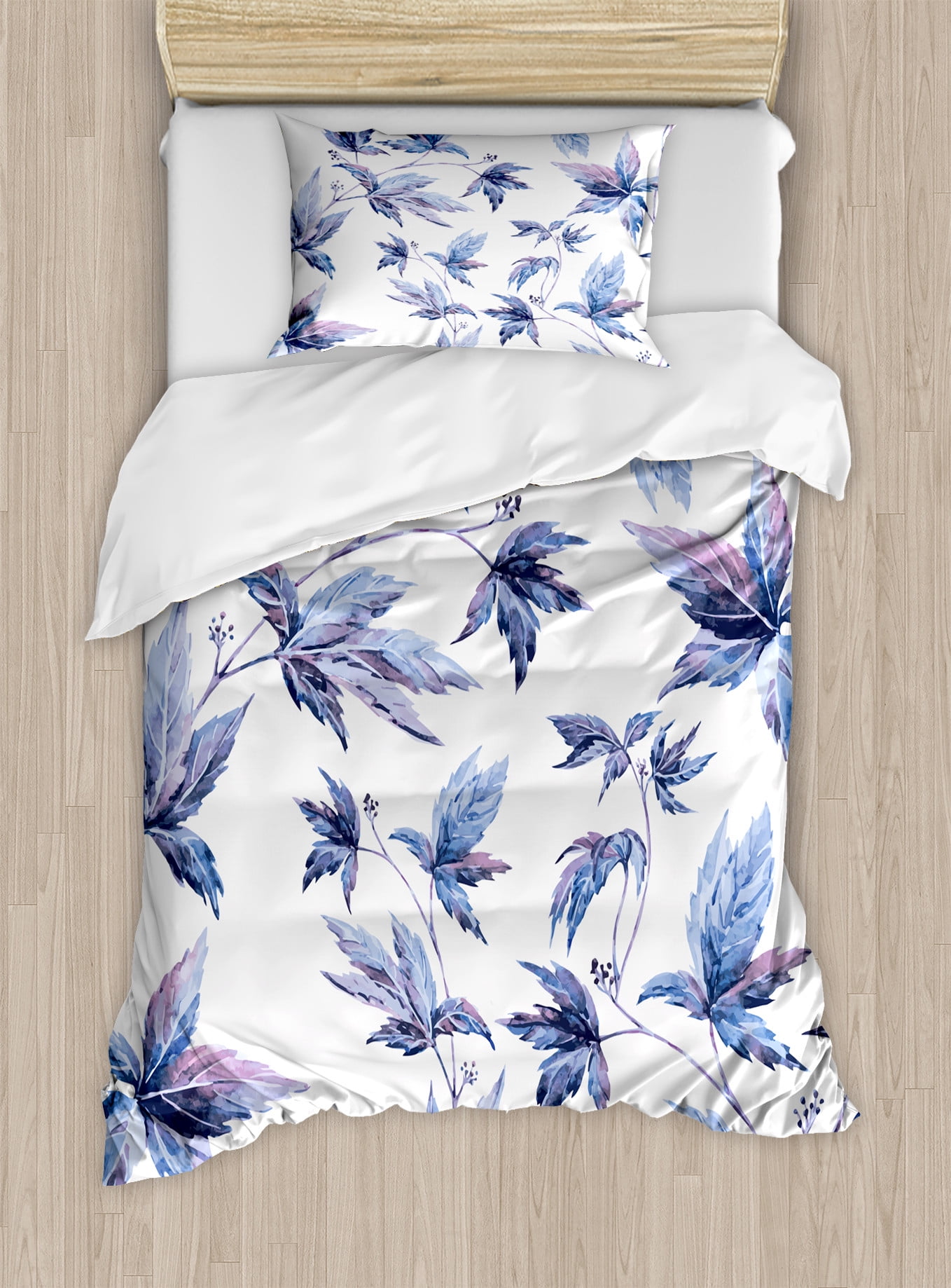 Indigo Duvet Cover Set, Abstract Grunge Watercolored Hand Drawn Image ...