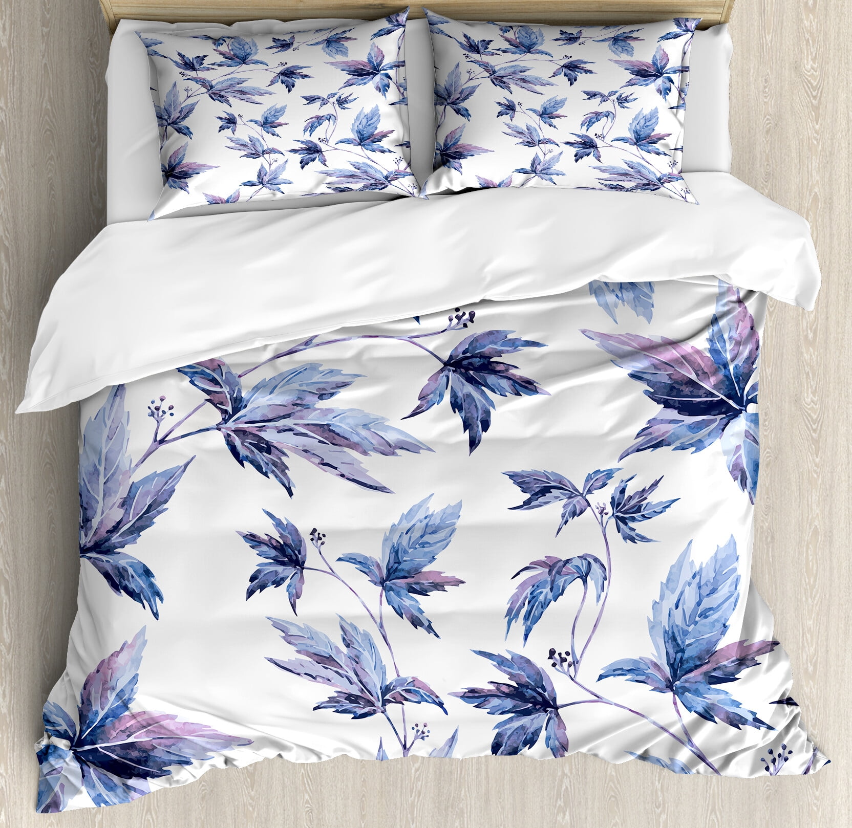 Indigo Duvet Cover Set, Abstract Grunge Watercolored Hand Drawn Image ...