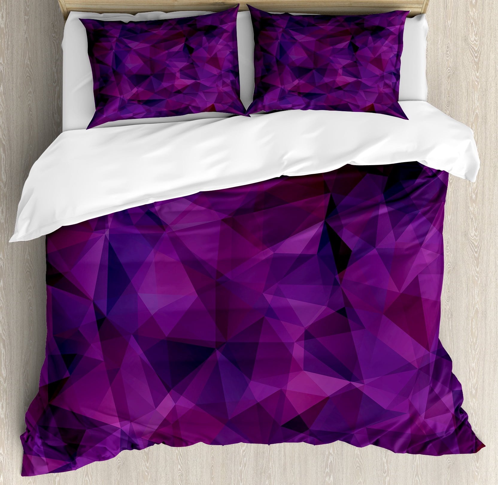 Indigo Duvet Cover Set, Broken Glass Inspired Geometric Triangle ...