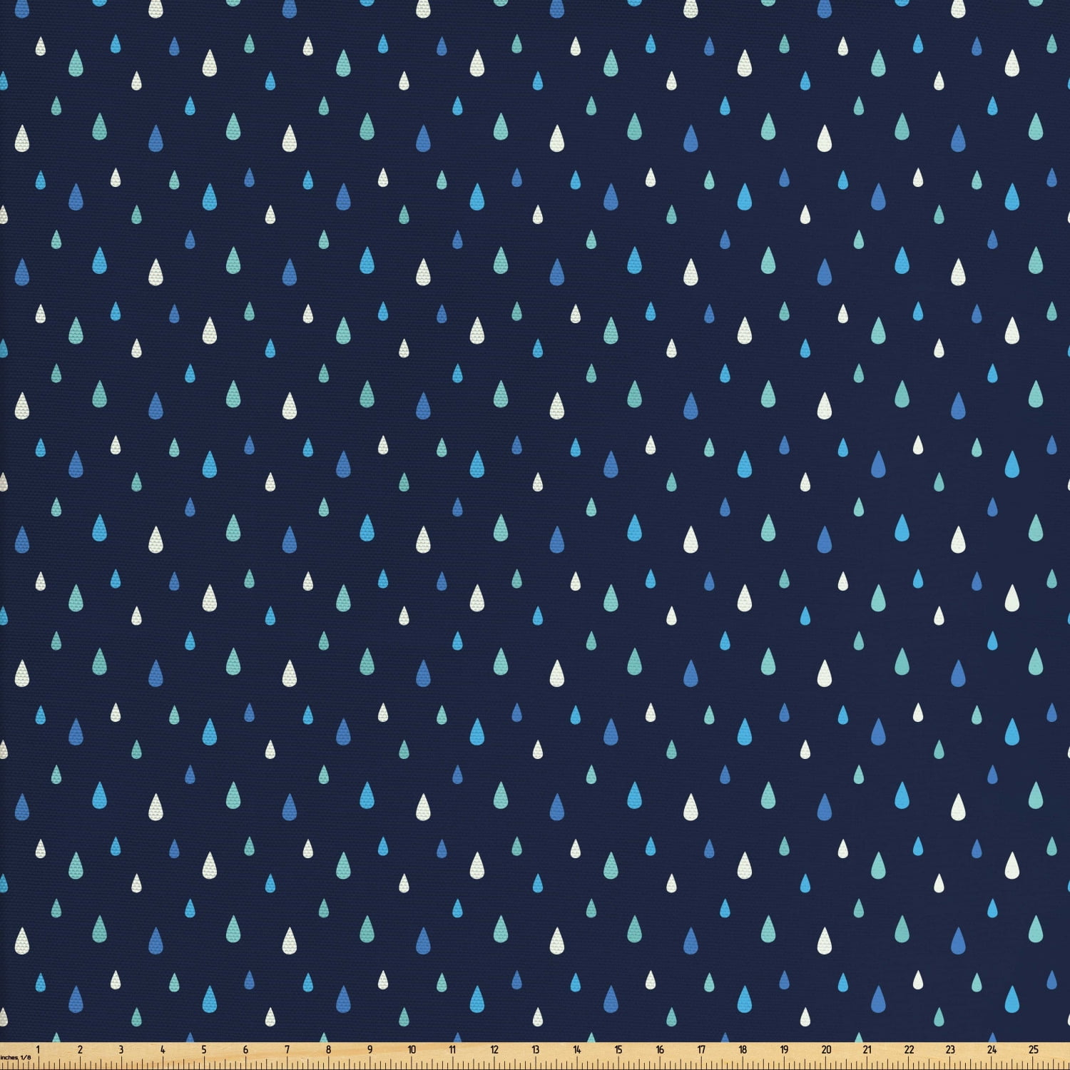 Ambesonne Navy Blue Fabric by the Yard Upholstery, Indigo Rain Drops, 5 ...