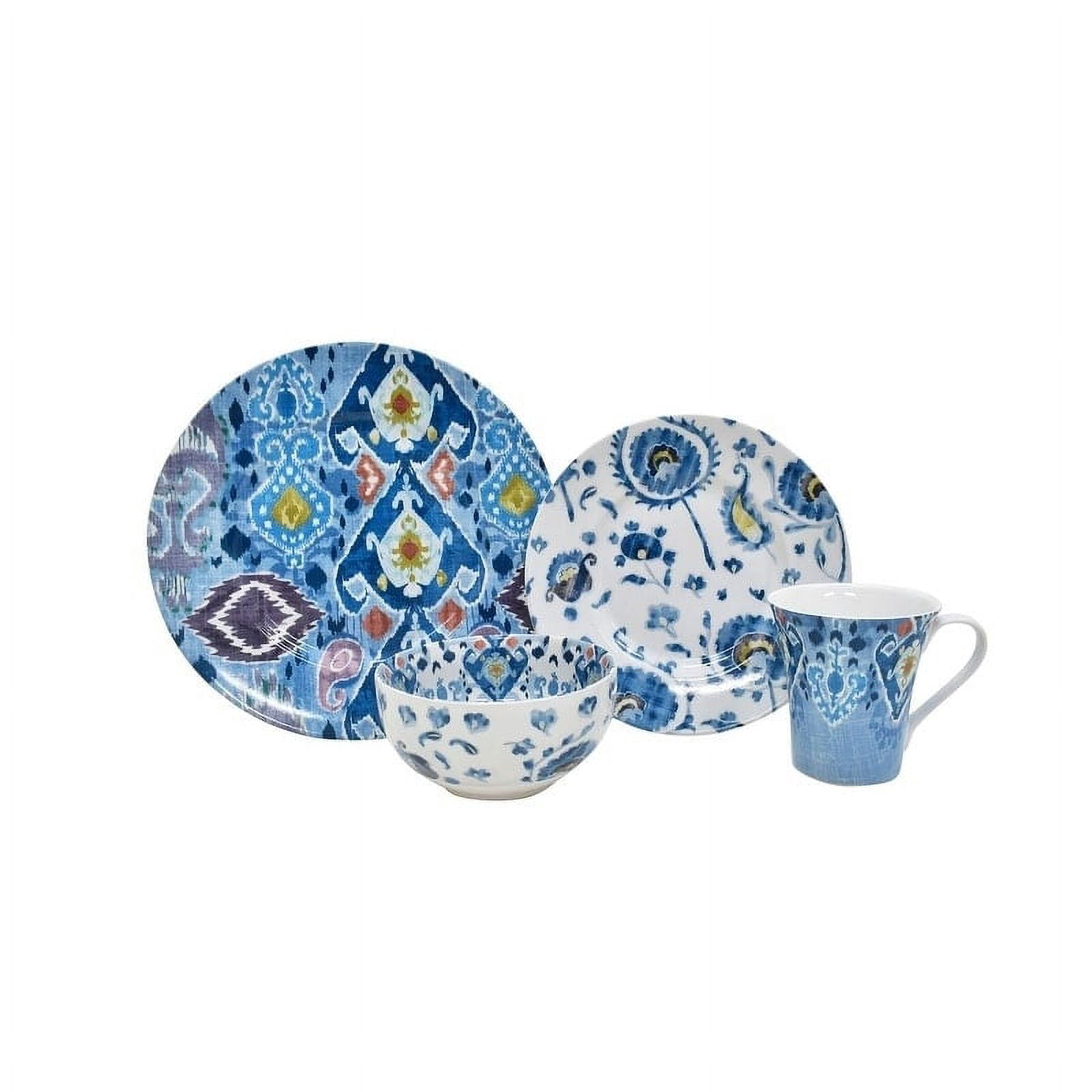 Indigo Fade Mixed 16 Piece Dinnerware Set - Walmart.com