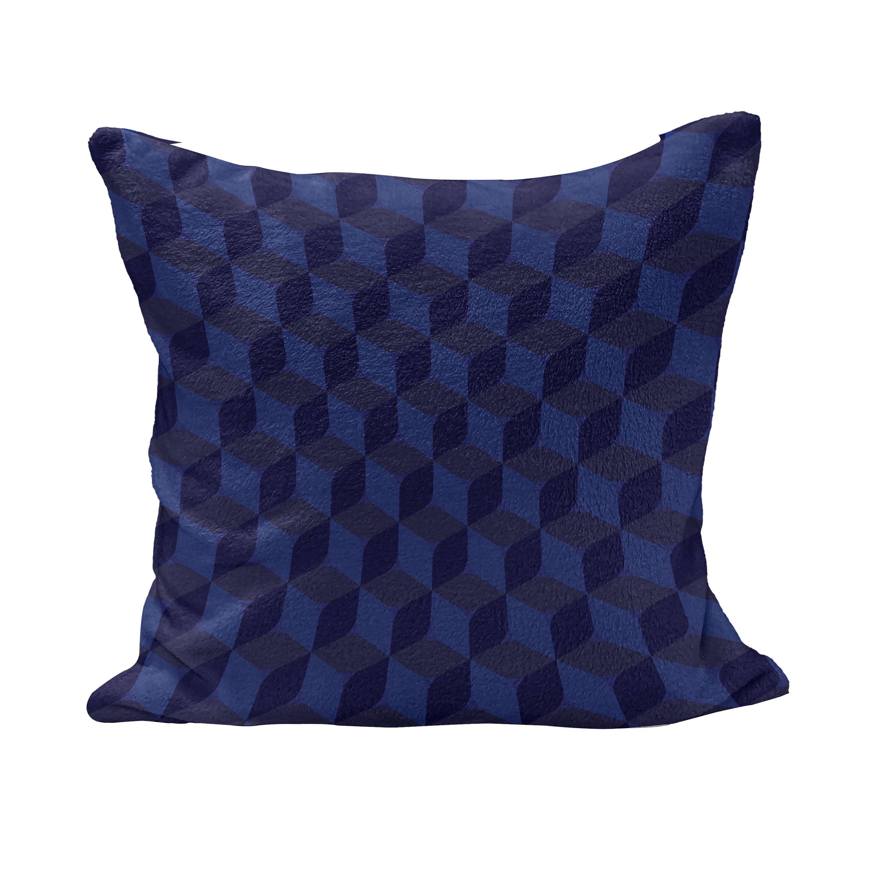 Indigo Fluffy Throw Pillow Cushion Cover, 3D Print Like Geometrical ...