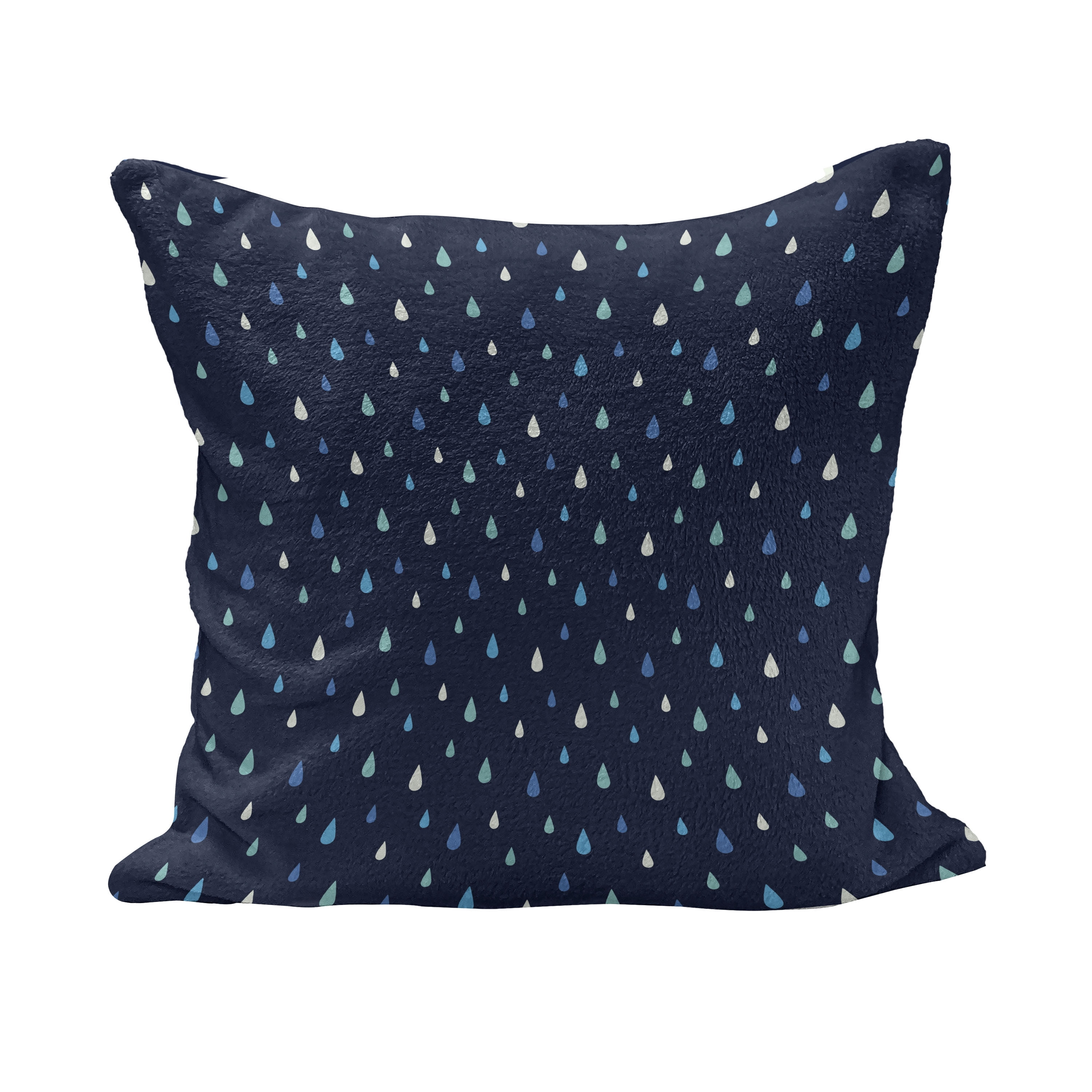 Indigo Fluffy Throw Pillow Cushion Cover, Cartoon Like Water Rain Drops ...