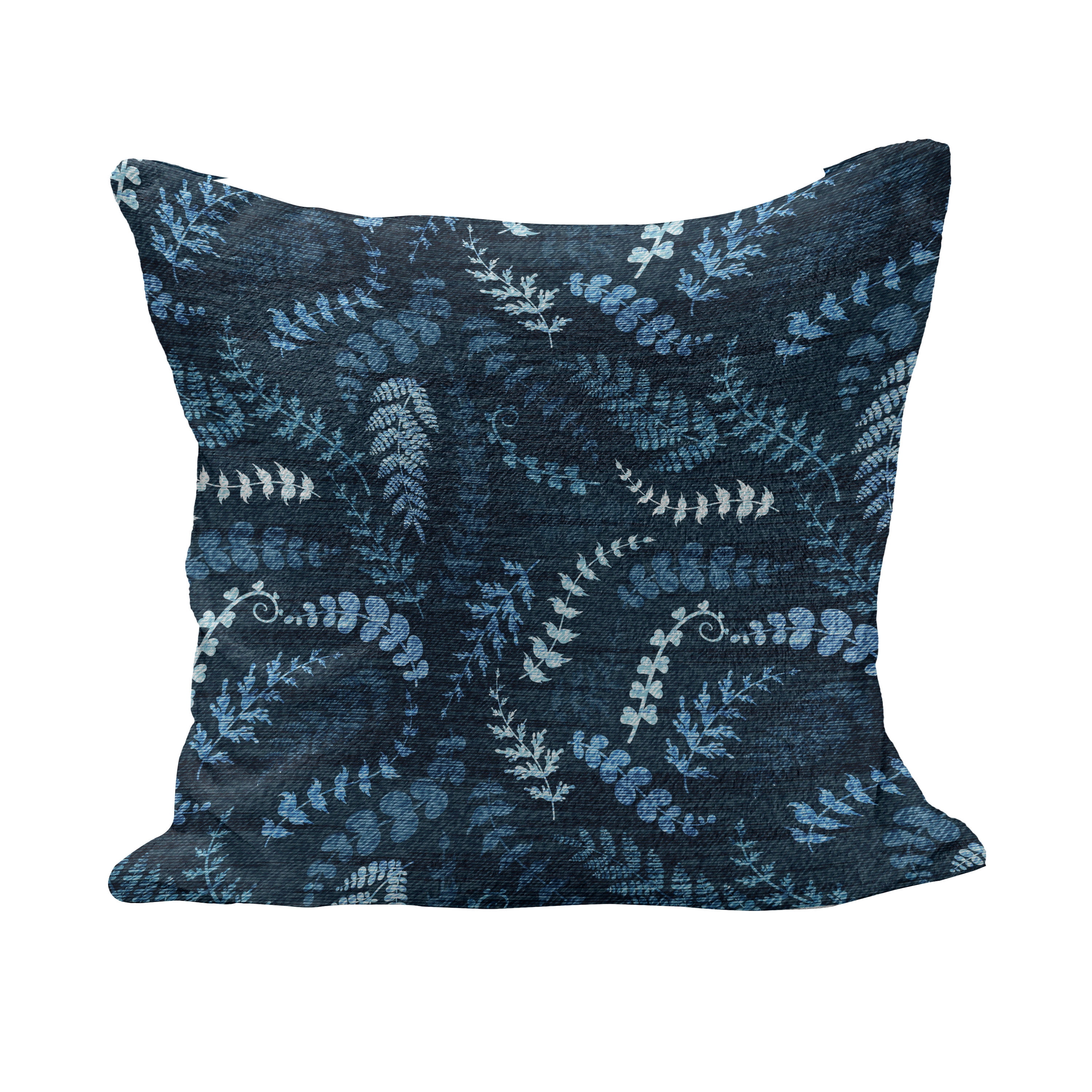 Indigo Fluffy Throw Pillow Cushion Cover, Dark Green Backdrop Floral ...