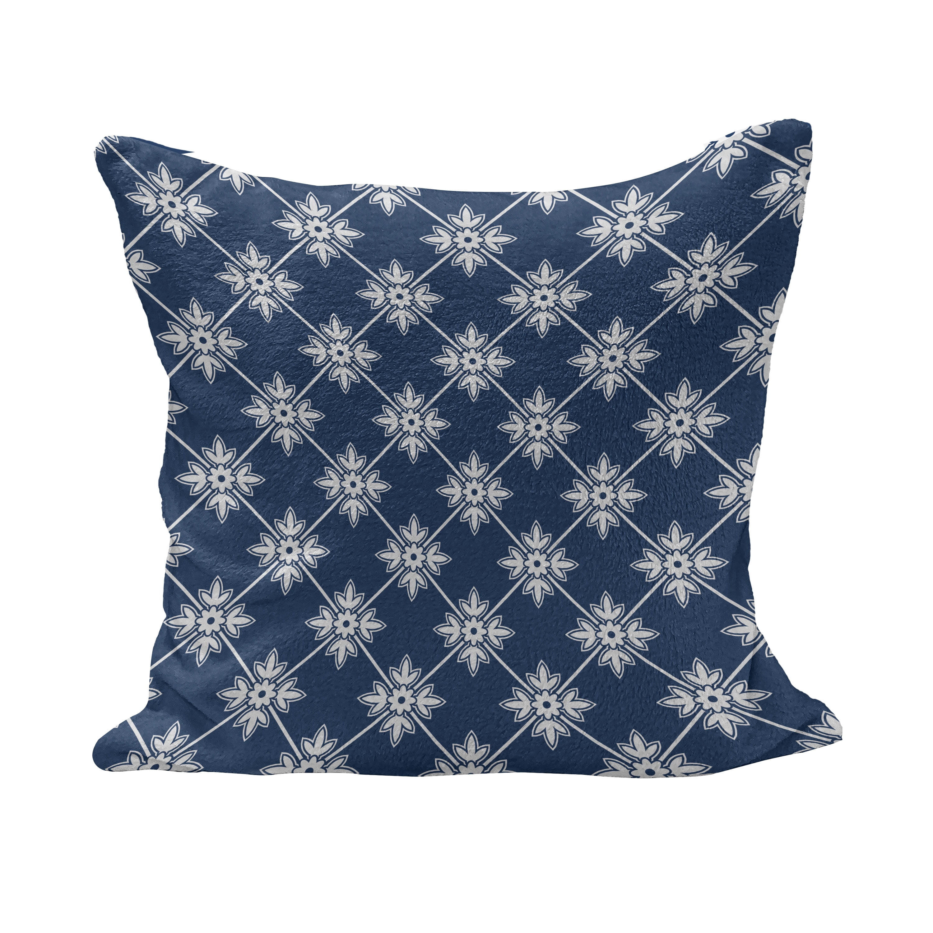 Indigo Fluffy Throw Pillow Cushion Cover, Greek House Tile Inspired ...