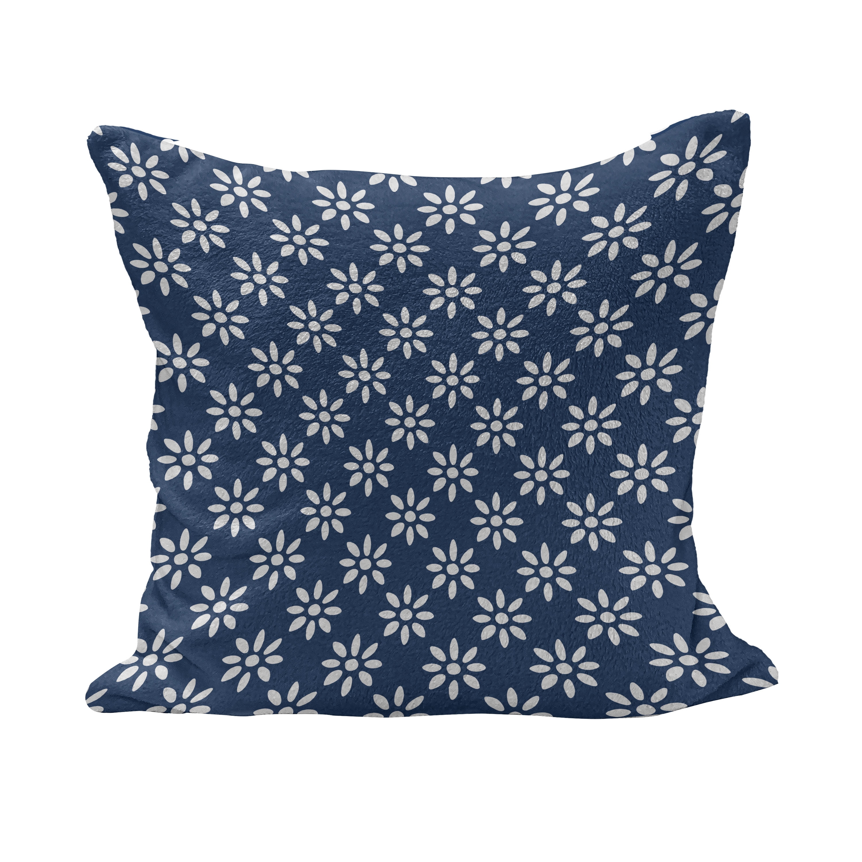 Indigo Fluffy Throw Pillow Cushion Cover, Greek House Tile Inspired ...