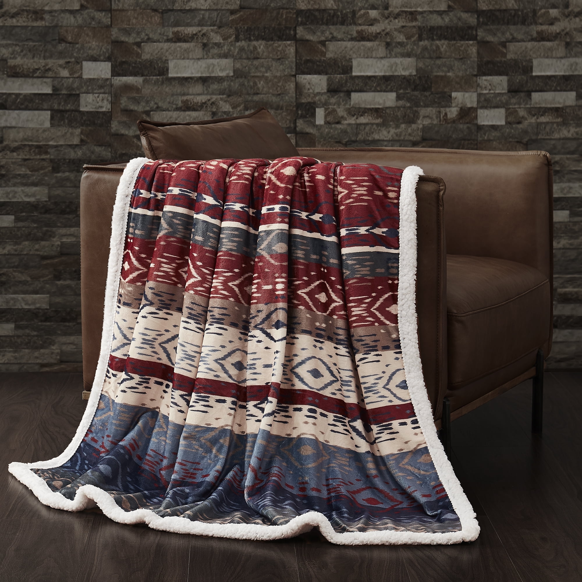 Indigo Hill Home on the Range Aztec Throw Tribal Print Western Sherpa ...