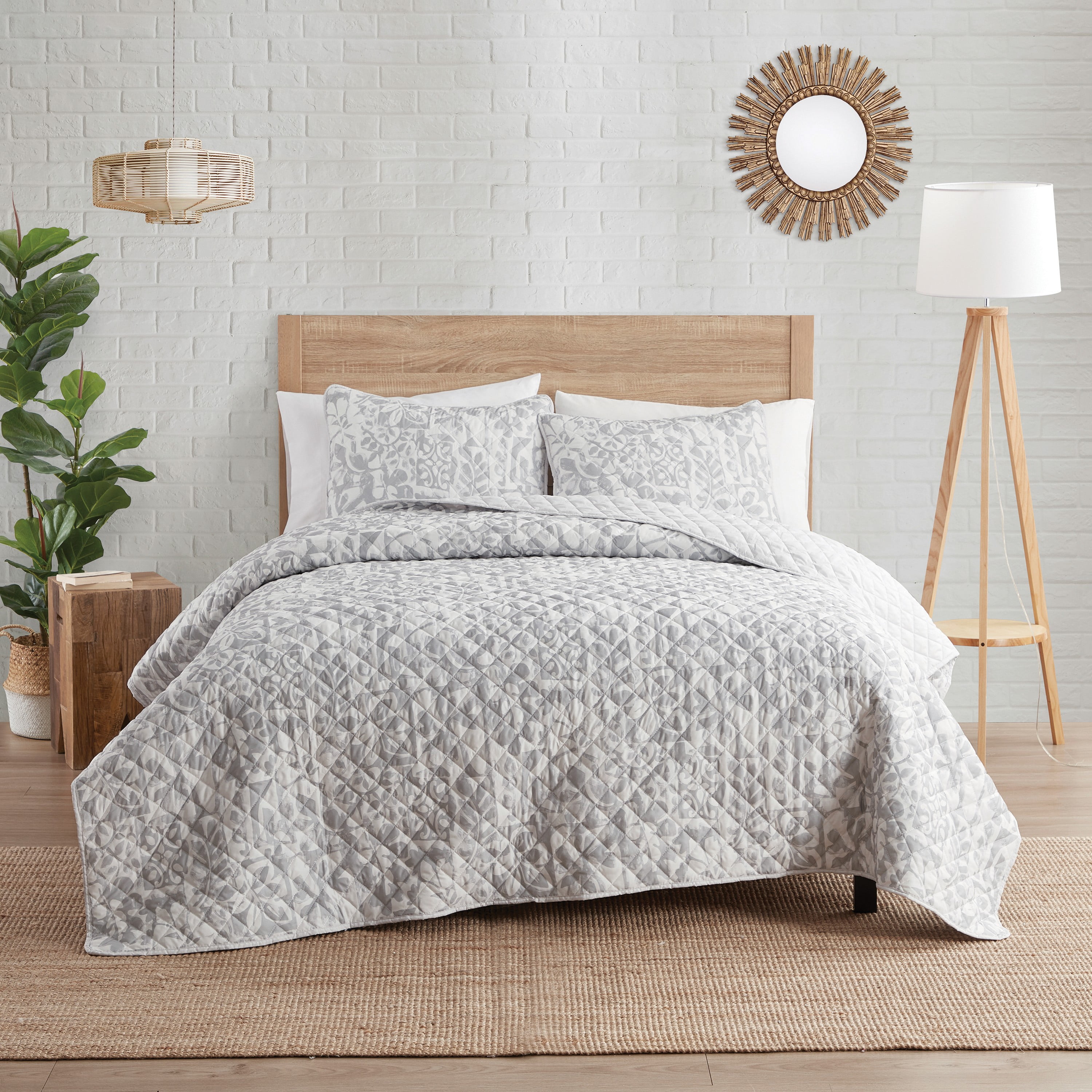 Indigo Ink Tufted Bohemian Quilt Set - Floral - Full/Queen Size ...