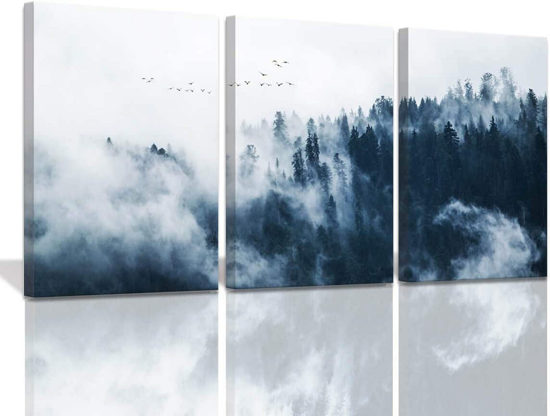 Indigo Misty Forests Wall Pictures for Bedroom Modern 3 Pieces Canvas ...