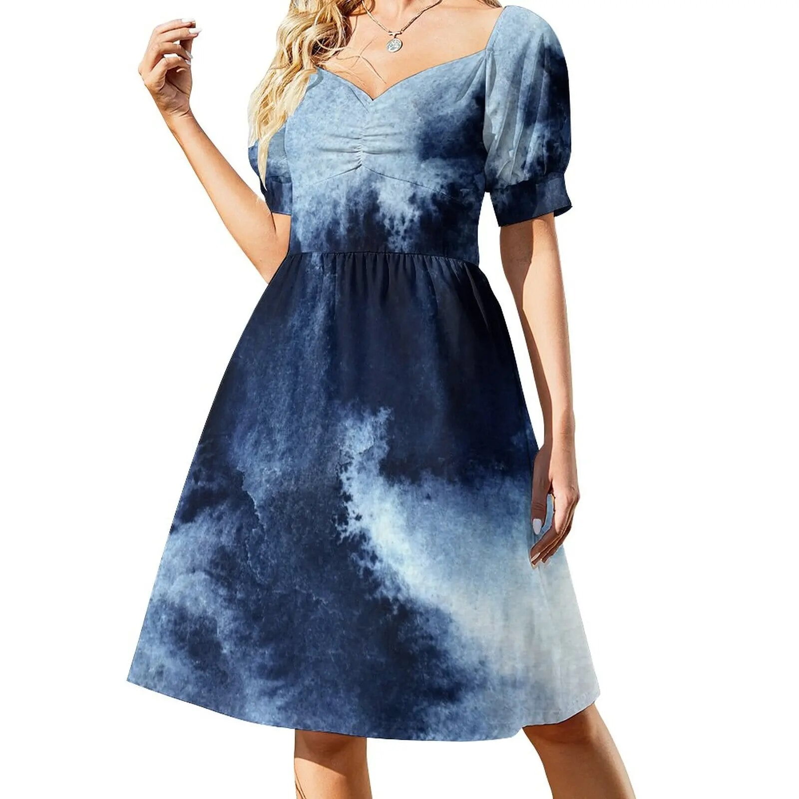 Indigo Nebula Blue Abstract Painting Dress Women dresses summer evening ...