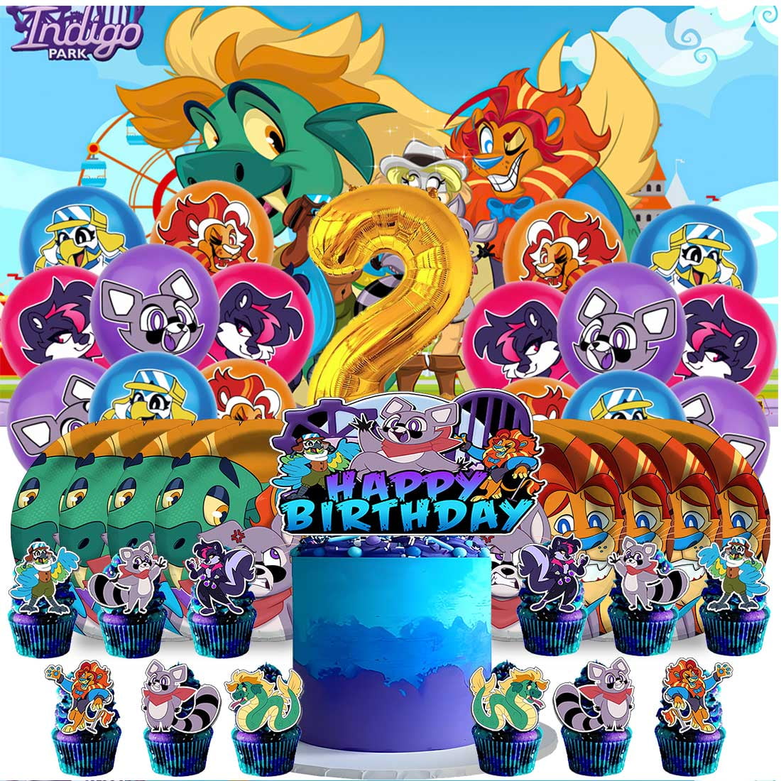 Indigo Park Balloons Party Supplies 2nd Decor Tableware Birthday Cake ...
