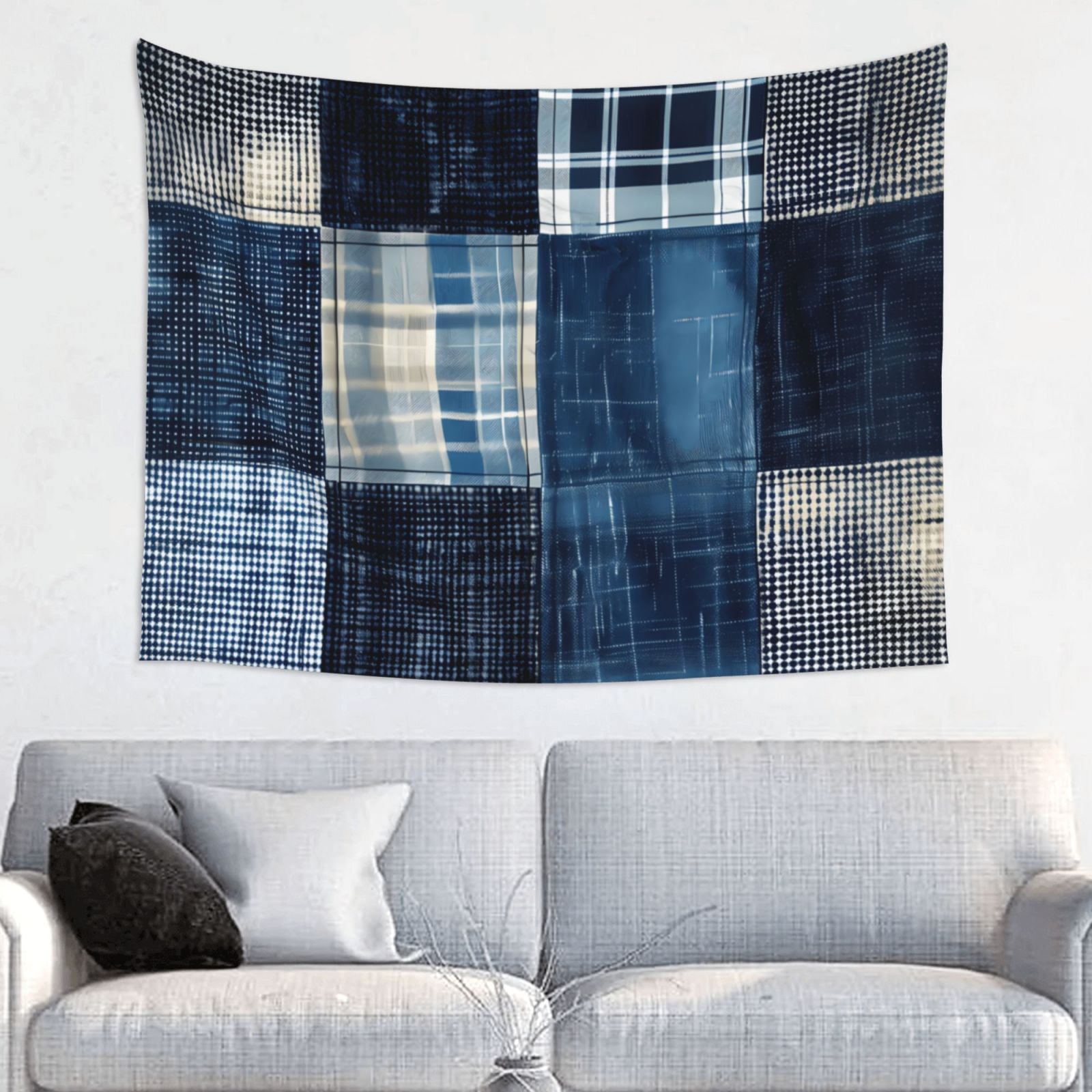 Indigo Patchwork Quilt Tapestry, Wall Tapestry Tapestry Wall Hanging, Tapestry Aesthetics for ...