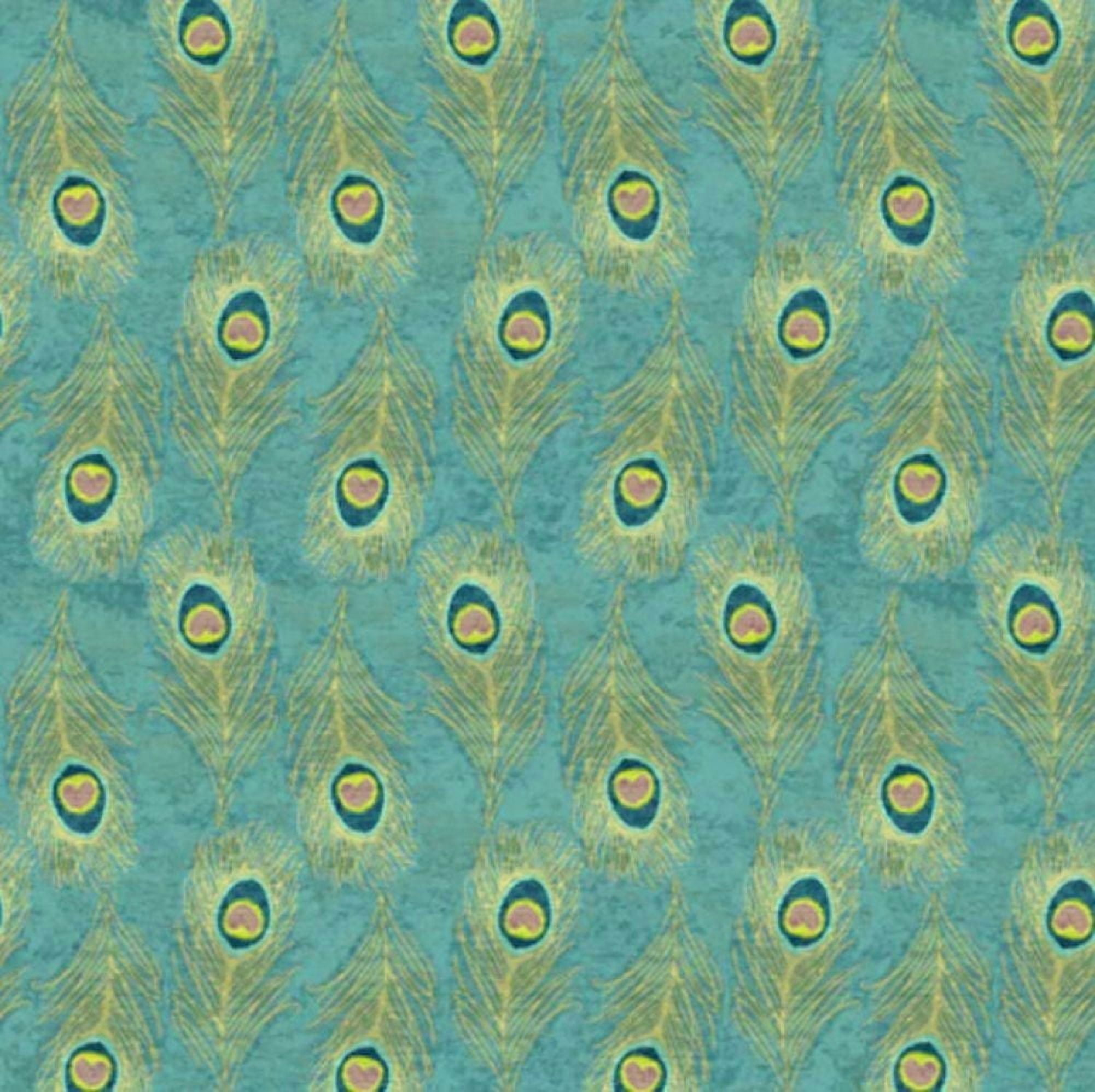 Indigo Peacock Feathers Cotton Fabric (1 yard) - Walmart.com