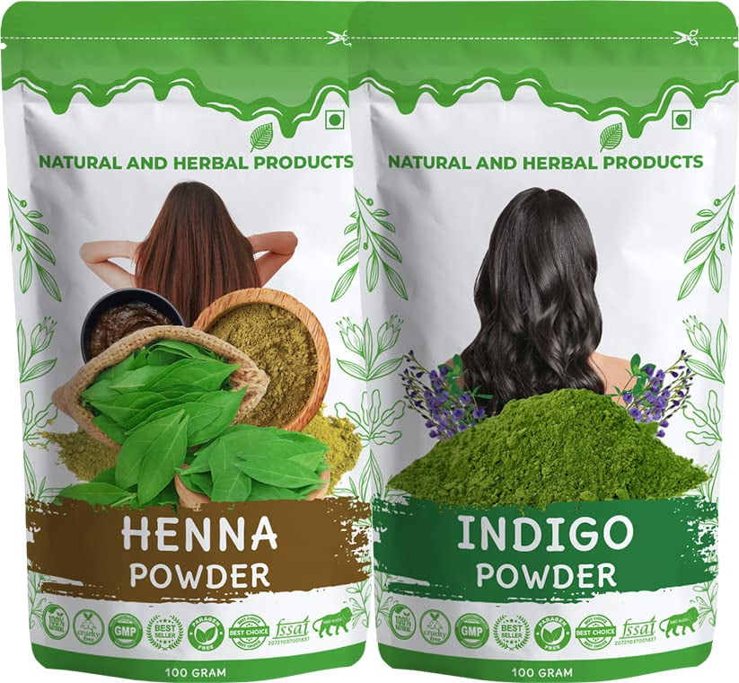 Indigo Powder and Henna Powder Combo 100 Natural for Black Hair Color ...