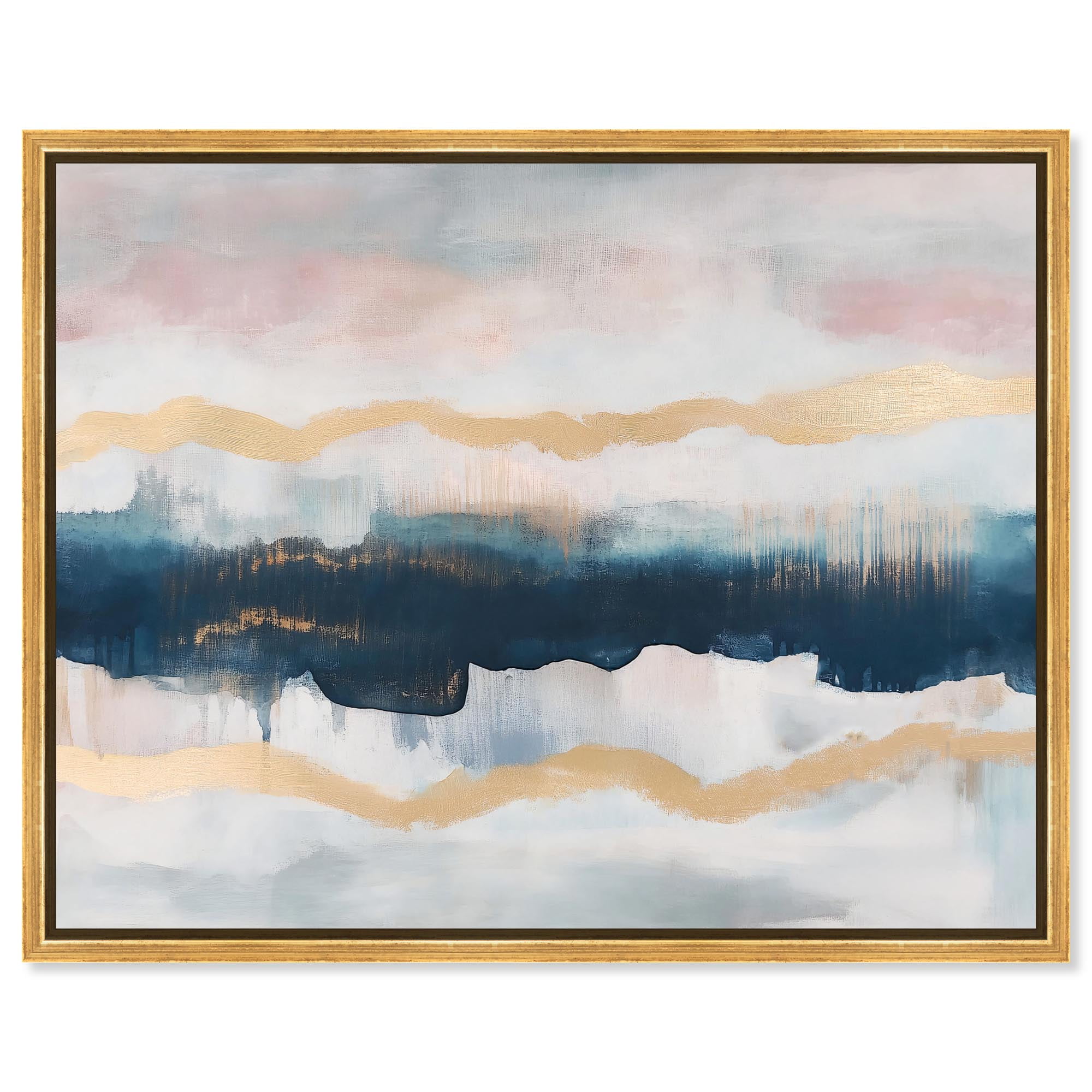 Indigo Tides Canvas Print Blue Art by Art Remedy, Gold Frame, 24 x 20 ...