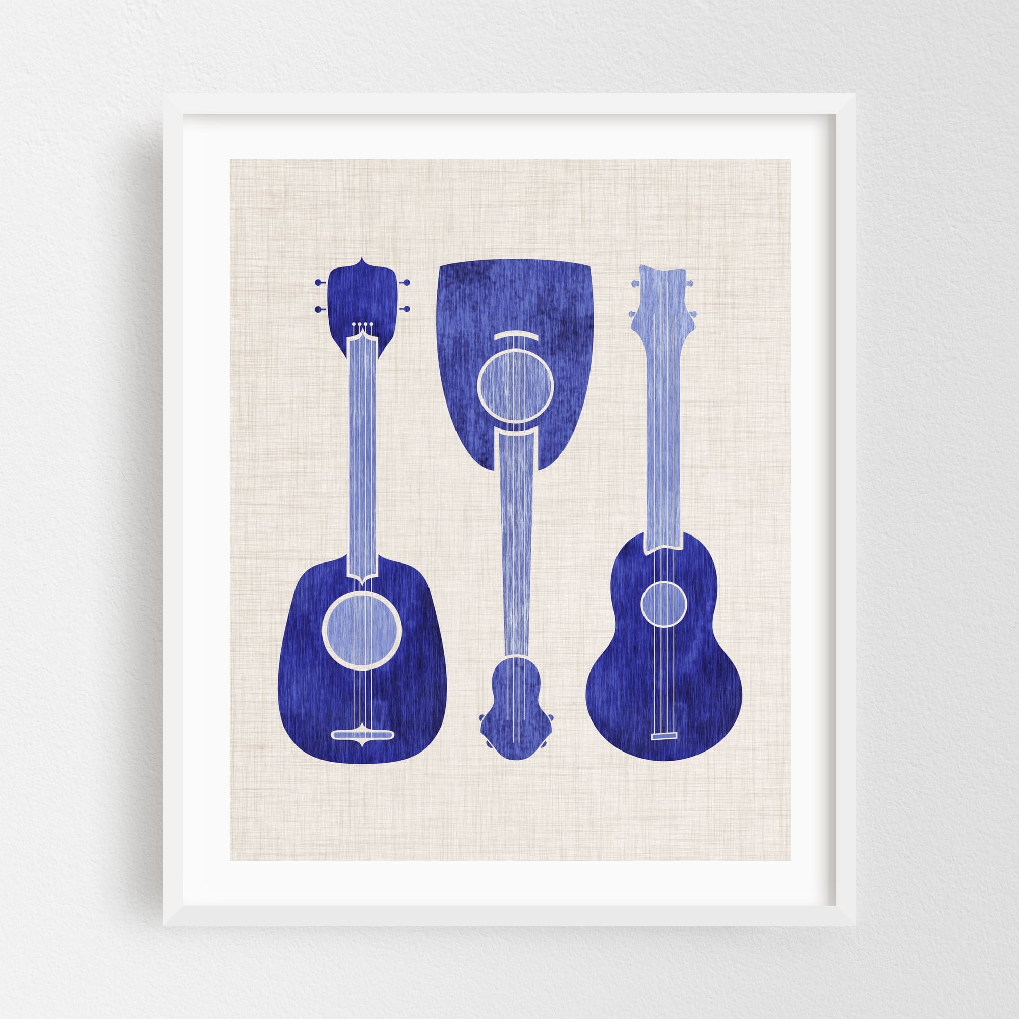 Indigo Ukulele - Painting Music Abstract Minimalist Line Art Modern Art ...