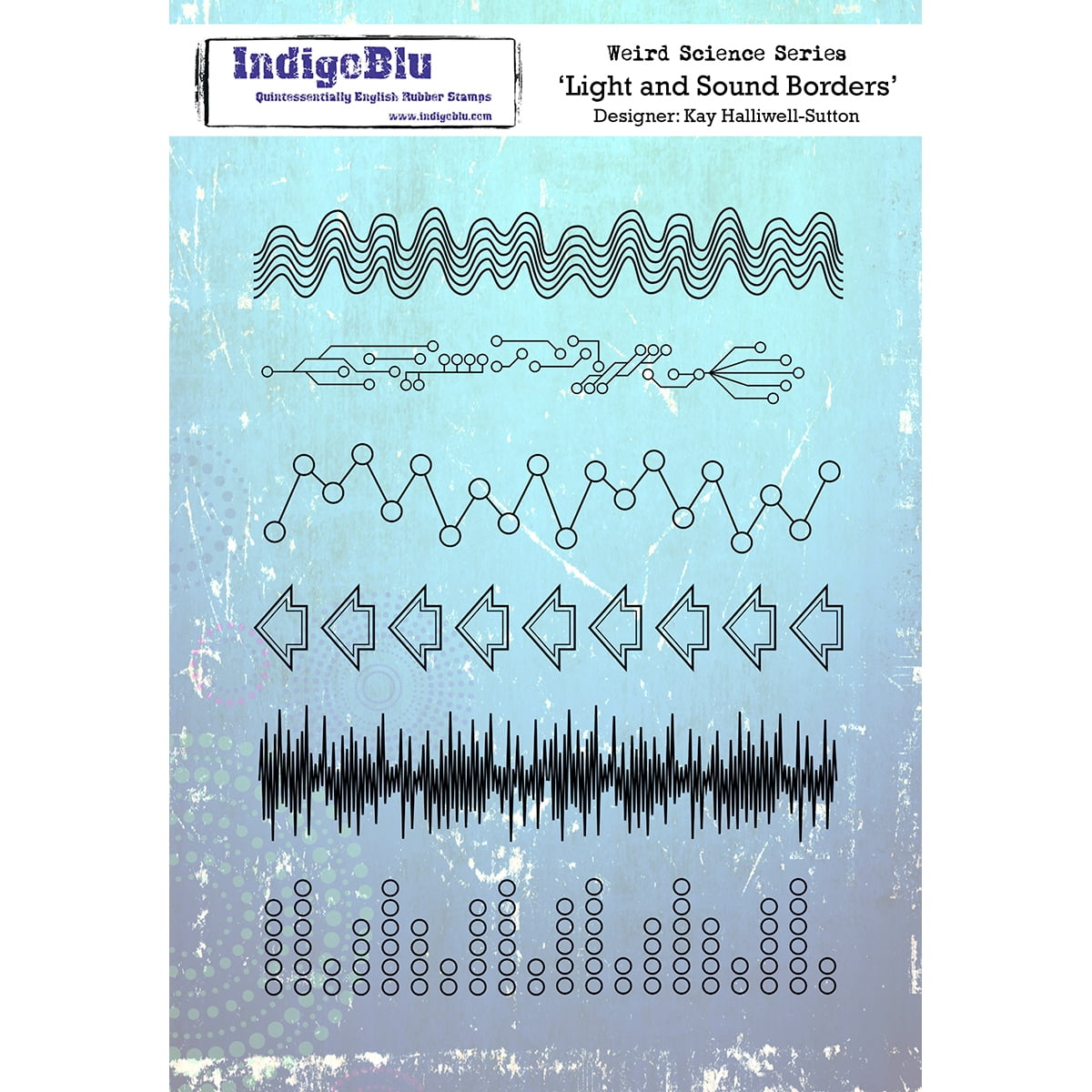 IndigoBlu Cling Mounted Stamp, 8" x 5.5", Light and Sounds Borders ...
