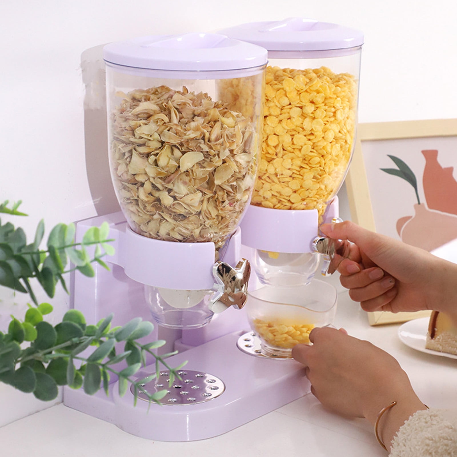 Indispensable Dry Food Cereal Dispenser, Dual Control, Black/Chrome ...