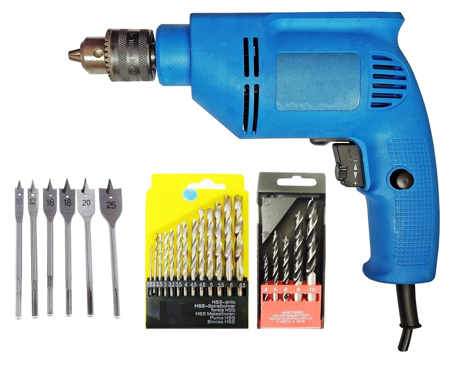 Inditrust 400W drill machine with 5pc masonry 13pc HSS and 6pc flat ...