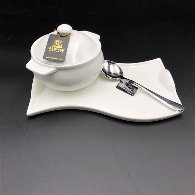 Individual Baking Pot with a Soup Spoon & Curved Serving Dish Set ...