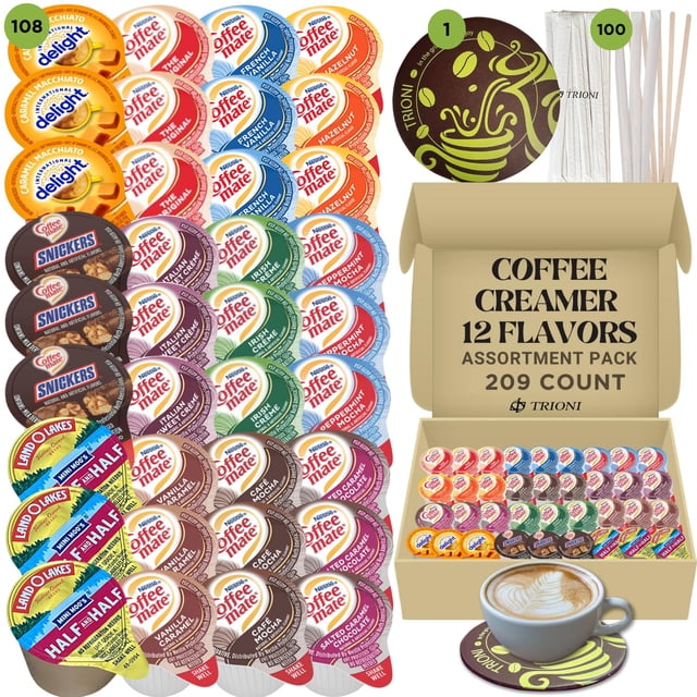 Individual Creamers No Refrigeration Singles (209ct) of 12 Assorted ...