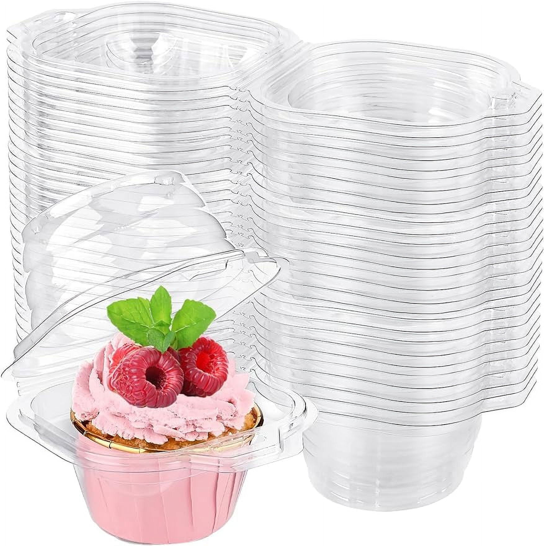 Individual Cupcake Containers (50-Count) Bulk Disposable Plastic ...
