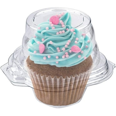 Individual Plastic Cupcake Containers (50 Count) Single Stackable with ...