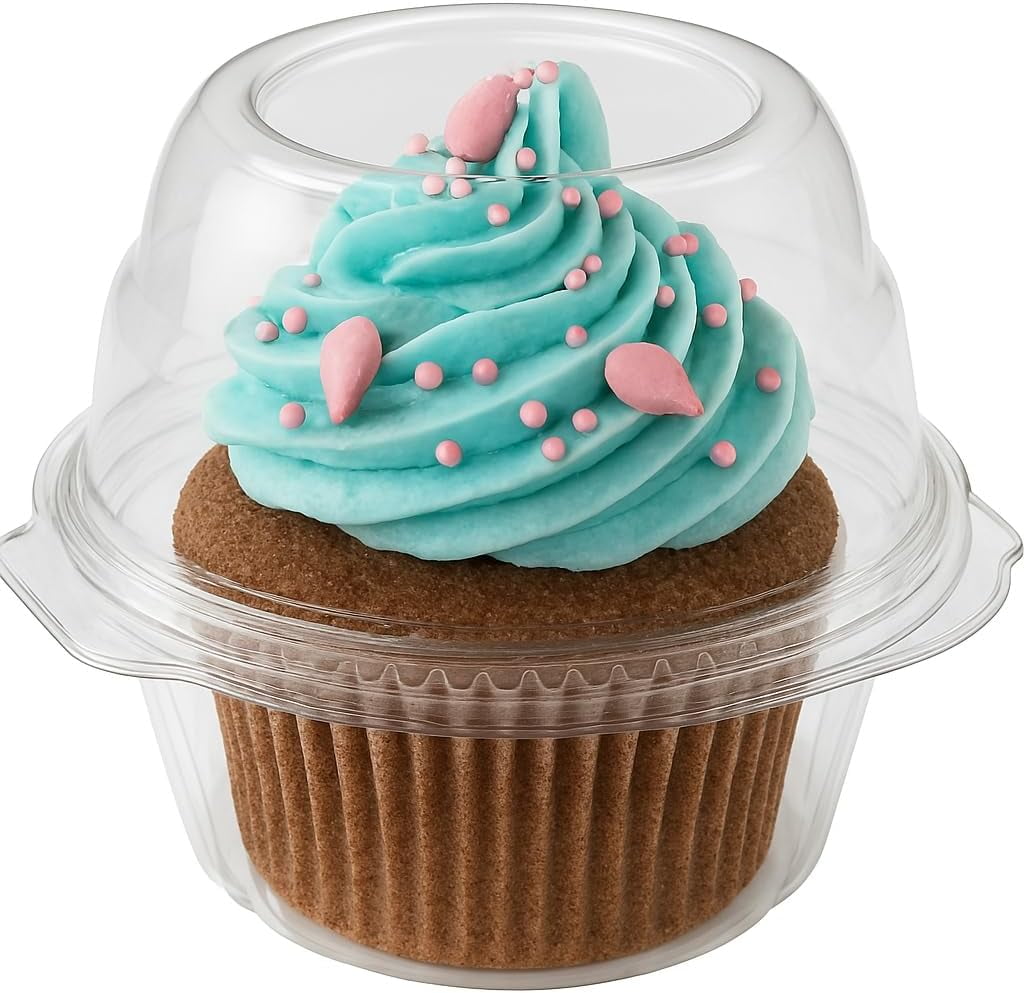 Individual Plastic Cupcake Containers Disposable with Connected ...