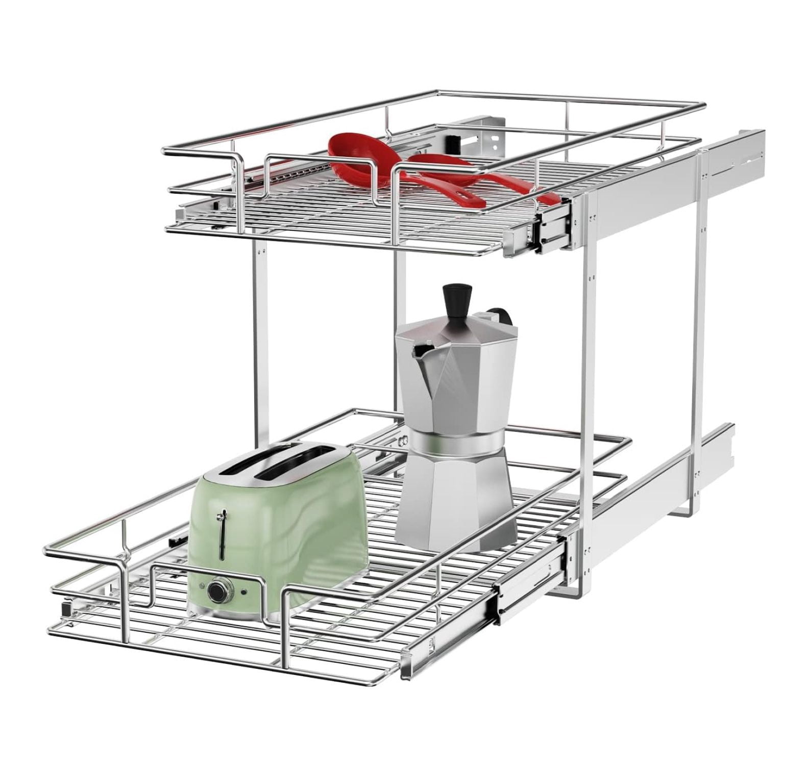 Individual Pull Out Cabinet Organizer (11½" W x 21½" D), 2 Tier Spice ...