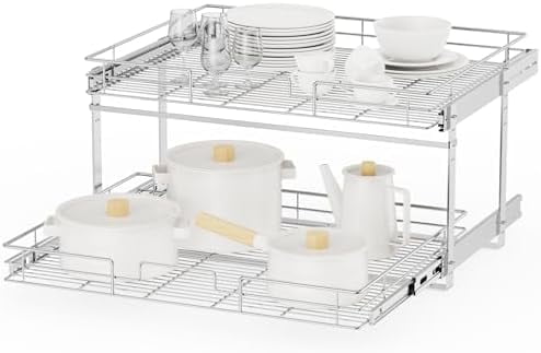 Individual Pull Out Cabinet Organizer (27" W x 21½" D), 2 Tier Spice ...