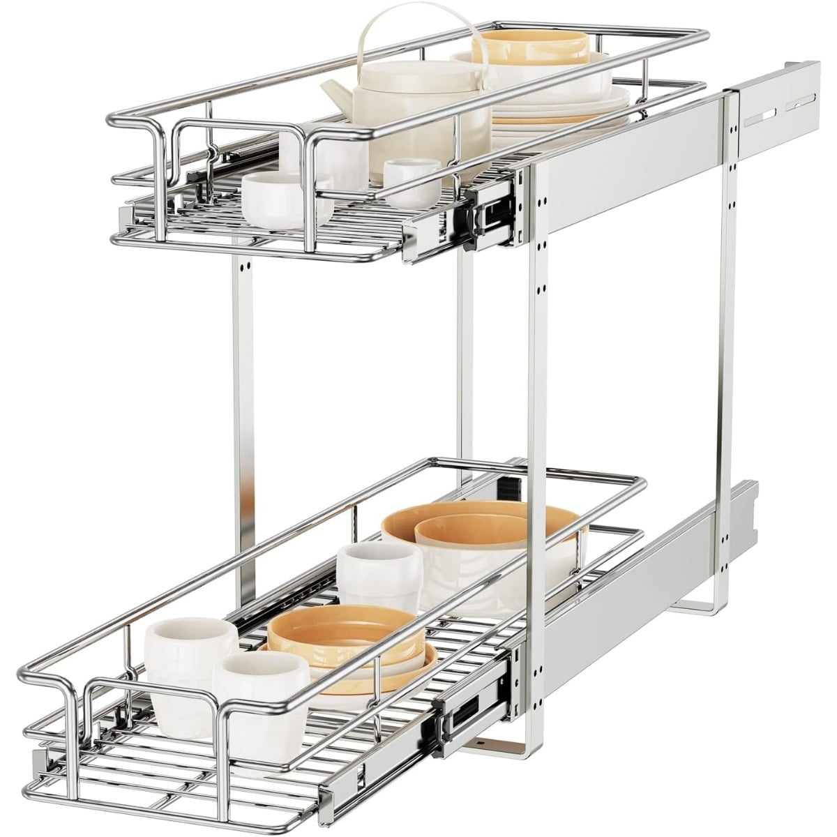 Individual Pull Out Cabinet Organizer (9" W x 21½" D), 2 Tier Spice ...