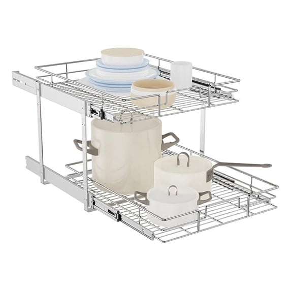 Individual Pull Out Cabinet Organizer, 2 Tier Slide Out Cabinet Drawers ...