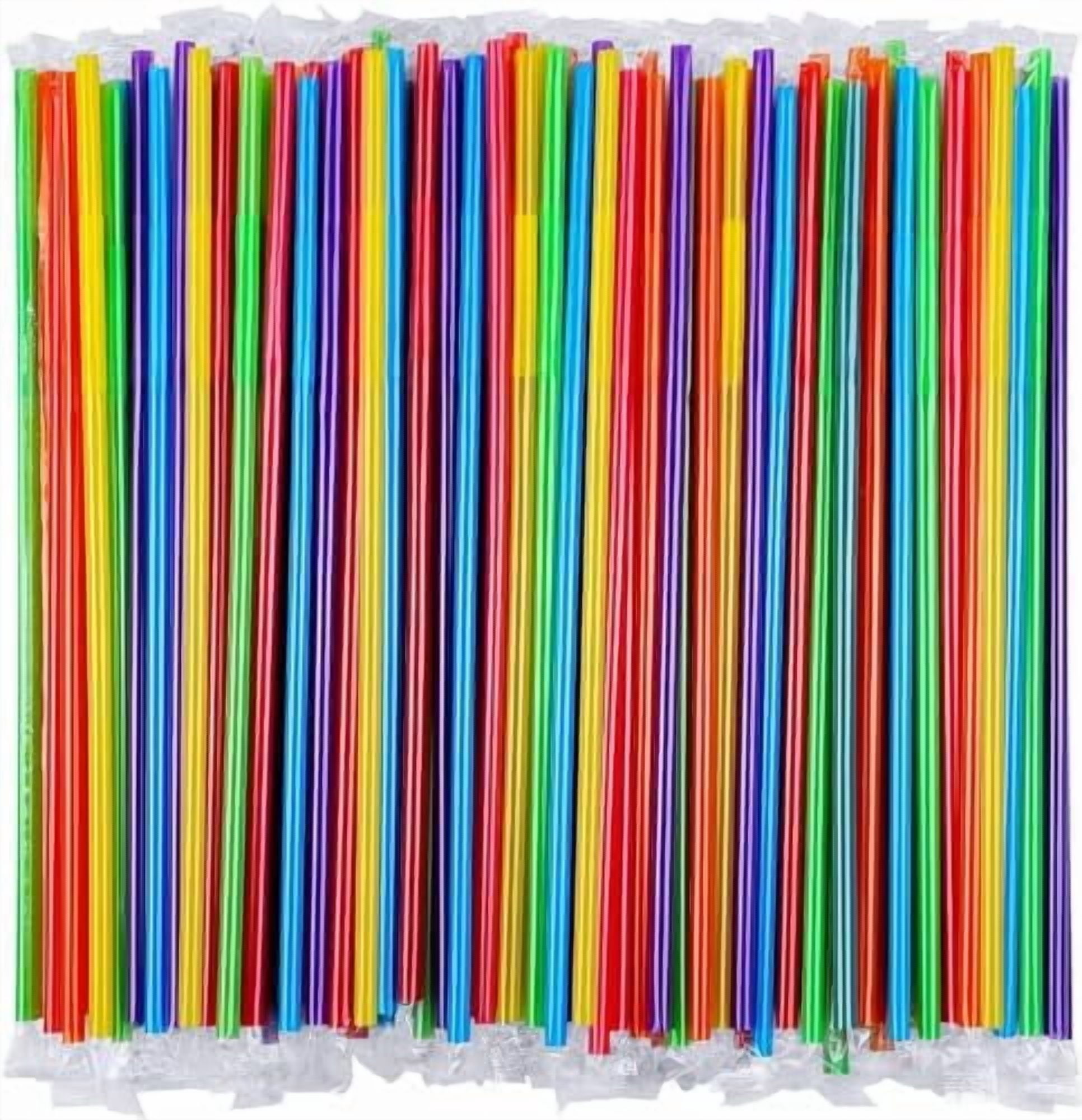 [Individually Wrapped] 200 Pcs Colorful Flexible Plastic Straw,Colorful ...